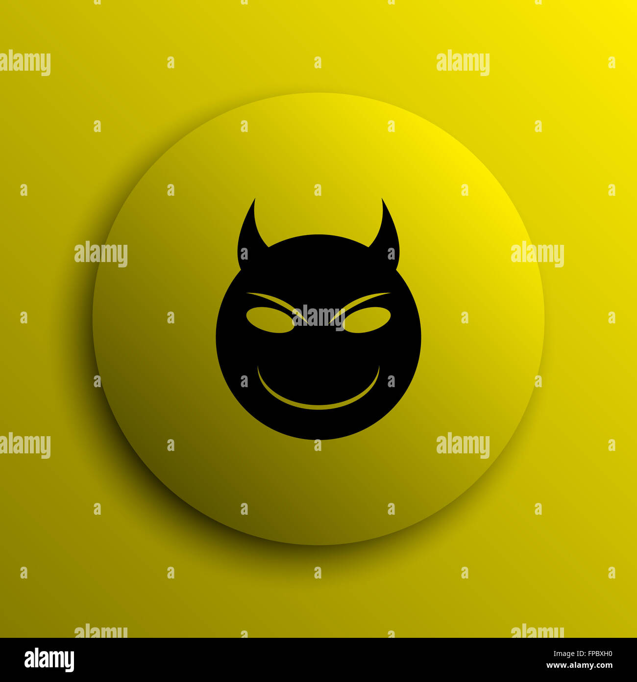 Evil icon. Yellow internet button Stock Photo - Alamy