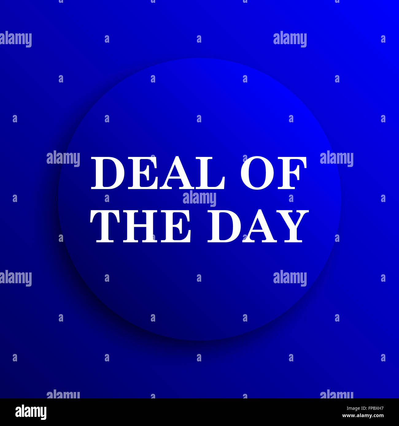 Deal of the day icon. Internet button on blue background Stock Photo ...