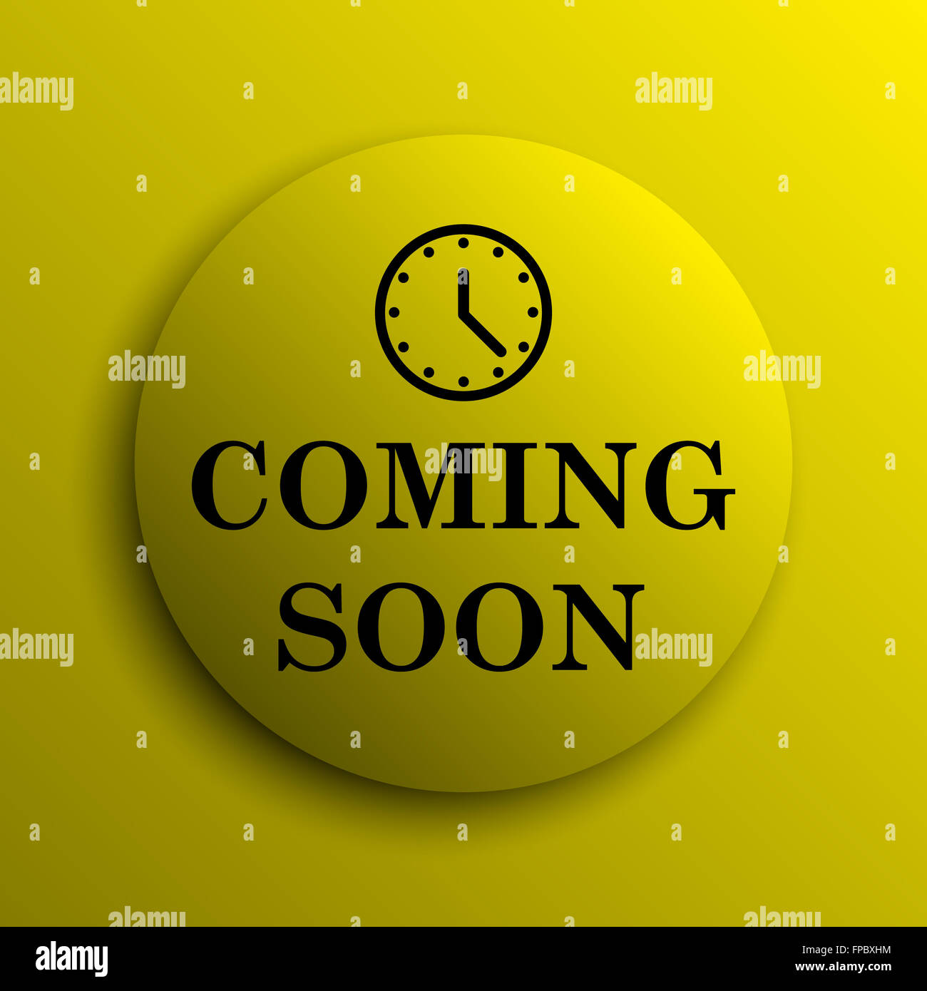 Coming soon icon. Yellow internet button Stock Photo - Alamy