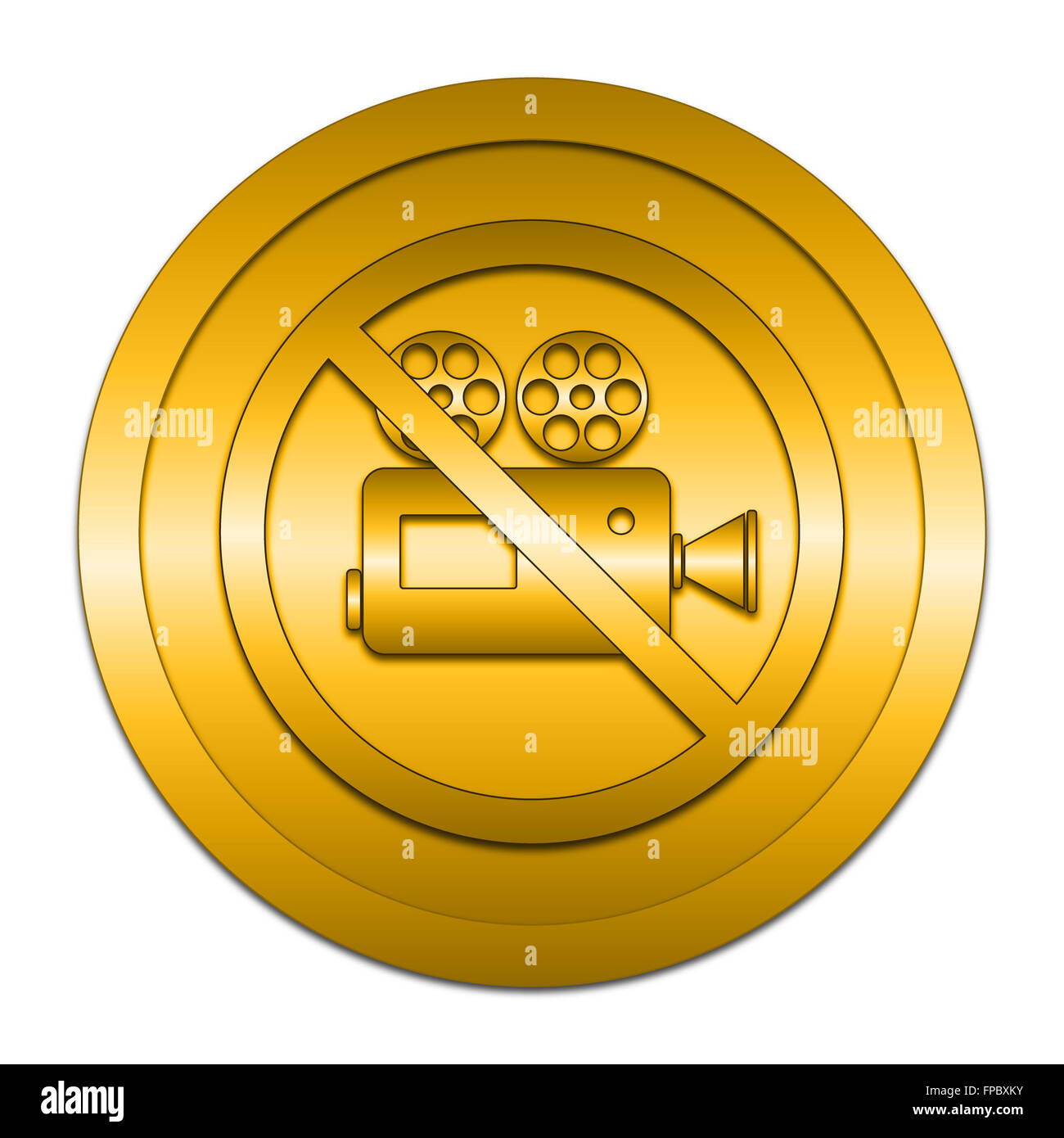Forbidden video camera icon. Internet button on white background Stock ...
