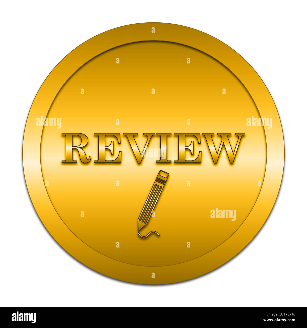 Review icon. Internet button on white background Stock Photo - Alamy