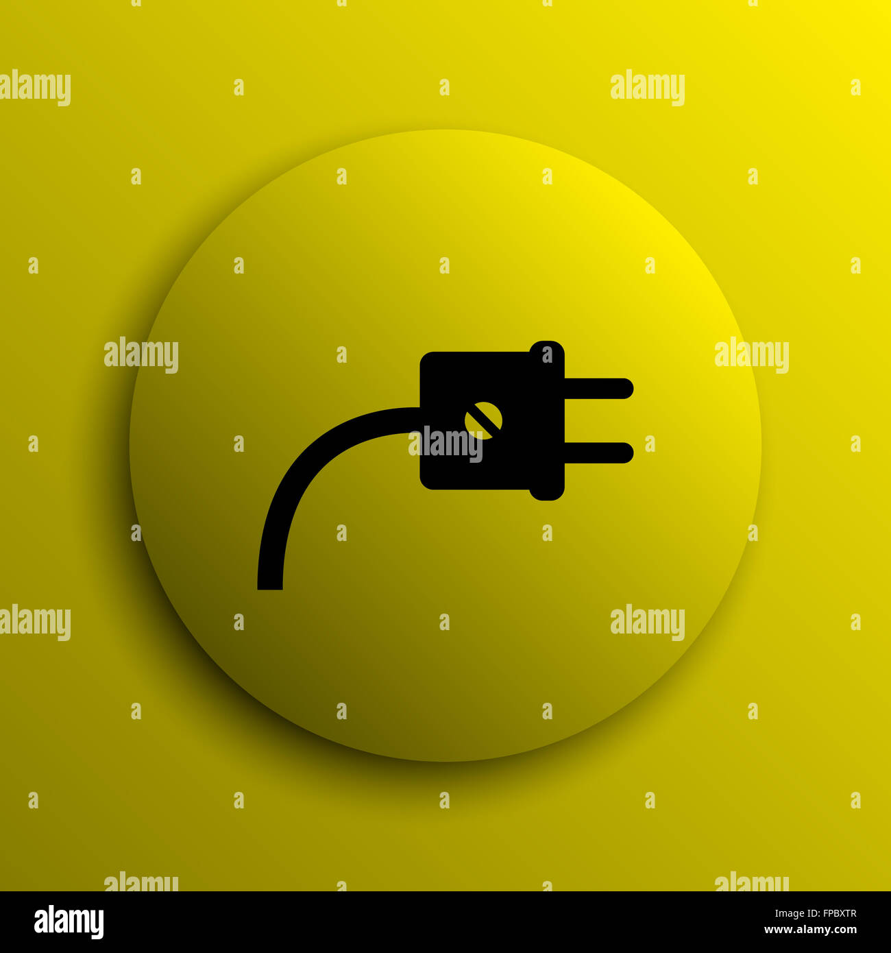 Plug icon. Yellow internet button Stock Photo - Alamy