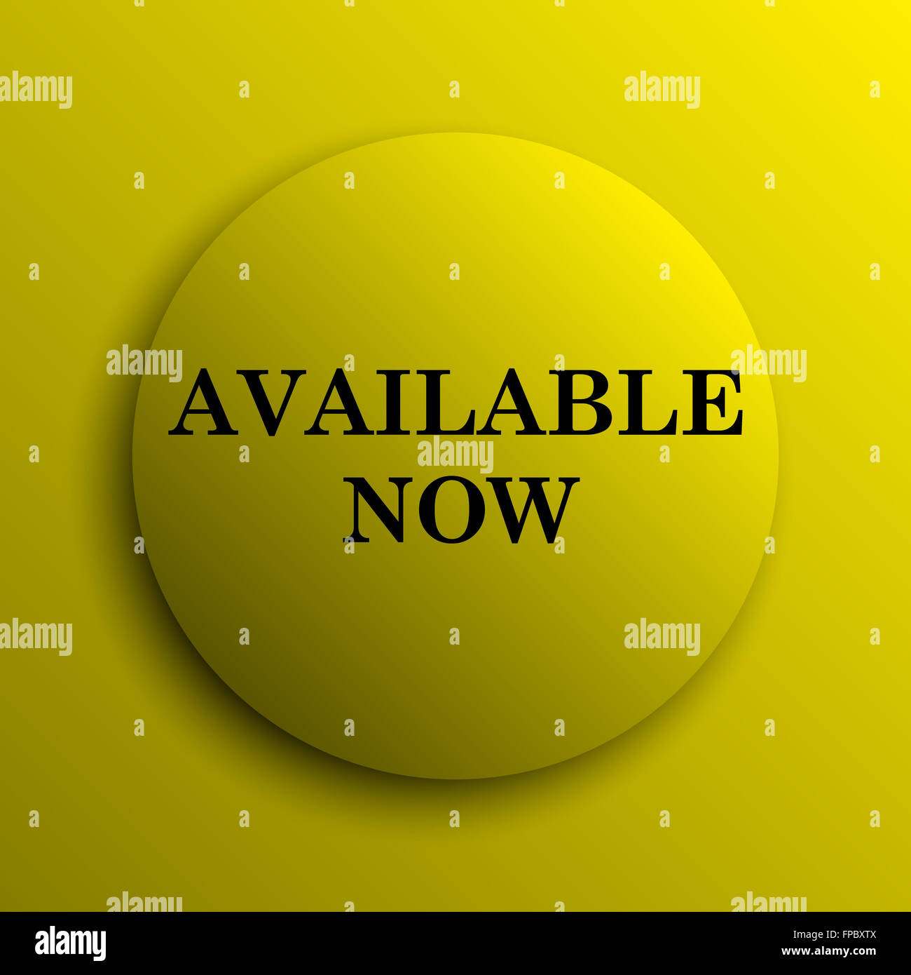 Available now icon. Yellow internet button Stock Photo - Alamy