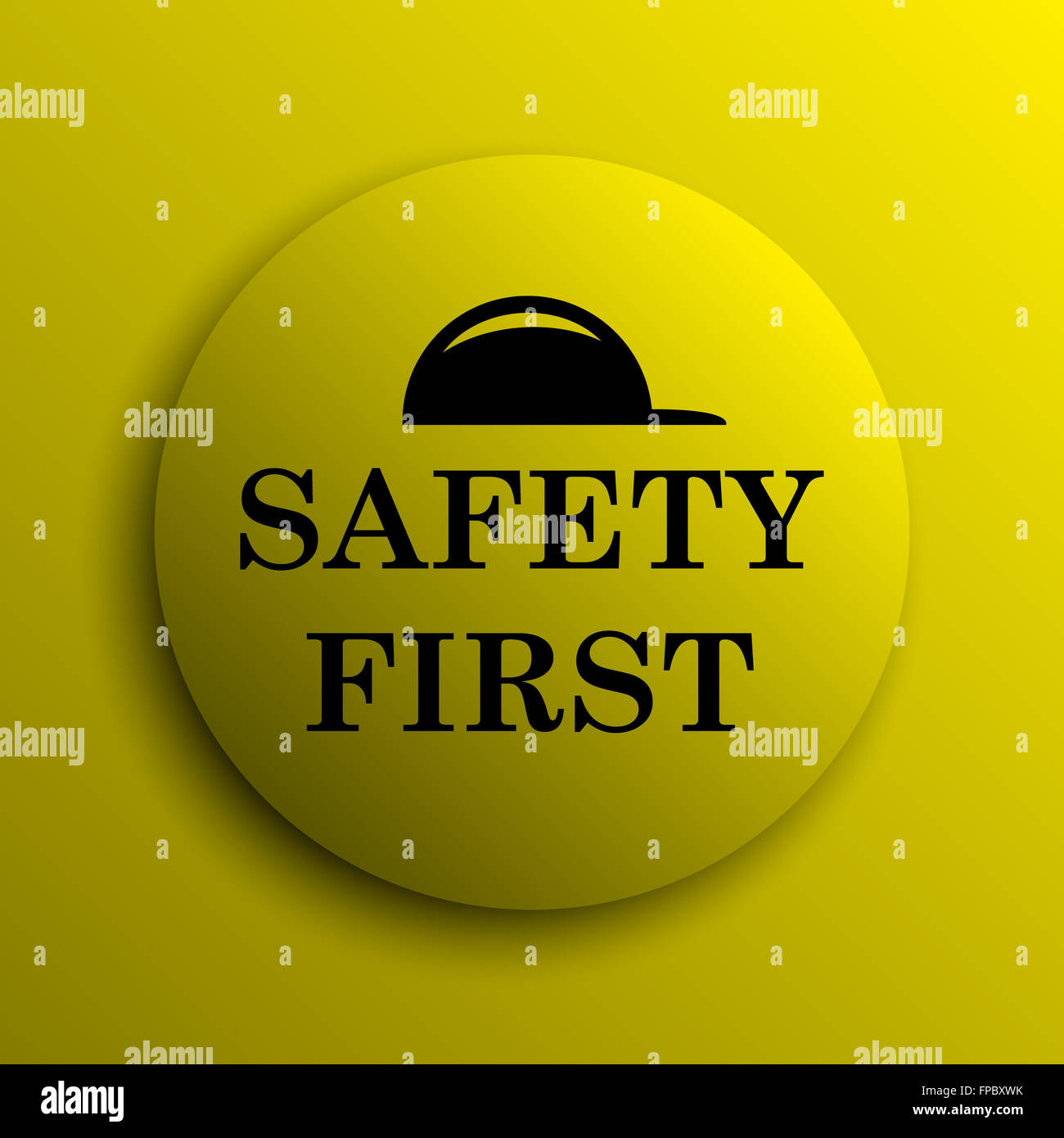 Safety first icon. Yellow internet button Stock Photo - Alamy