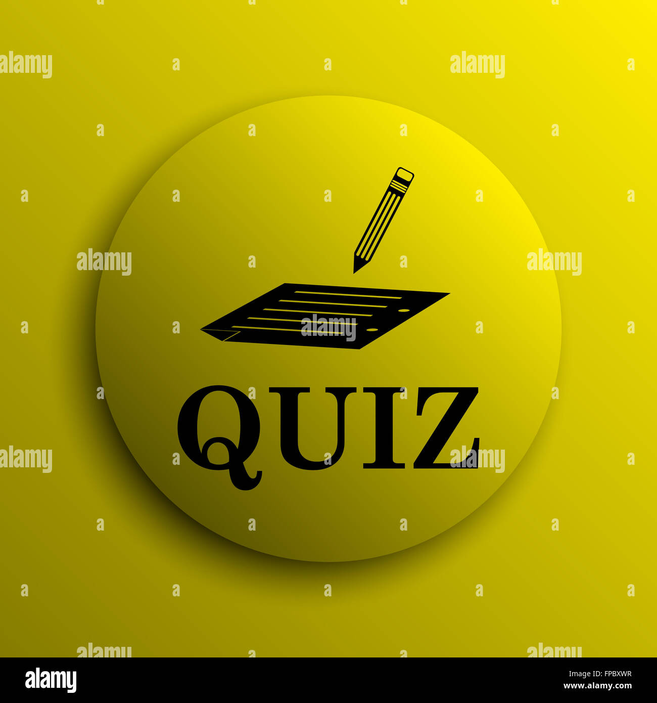 Quiz icon. Yellow internet button Stock Photo - Alamy