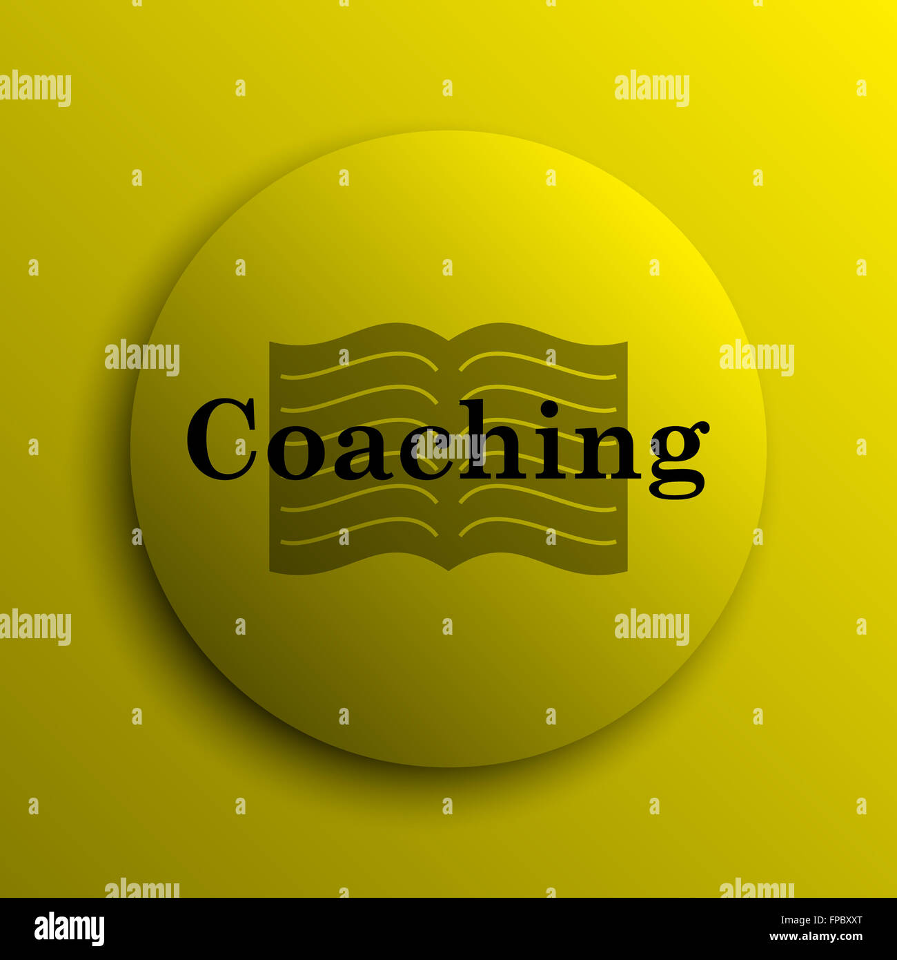 Coaching icon. Yellow internet button Stock Photo - Alamy