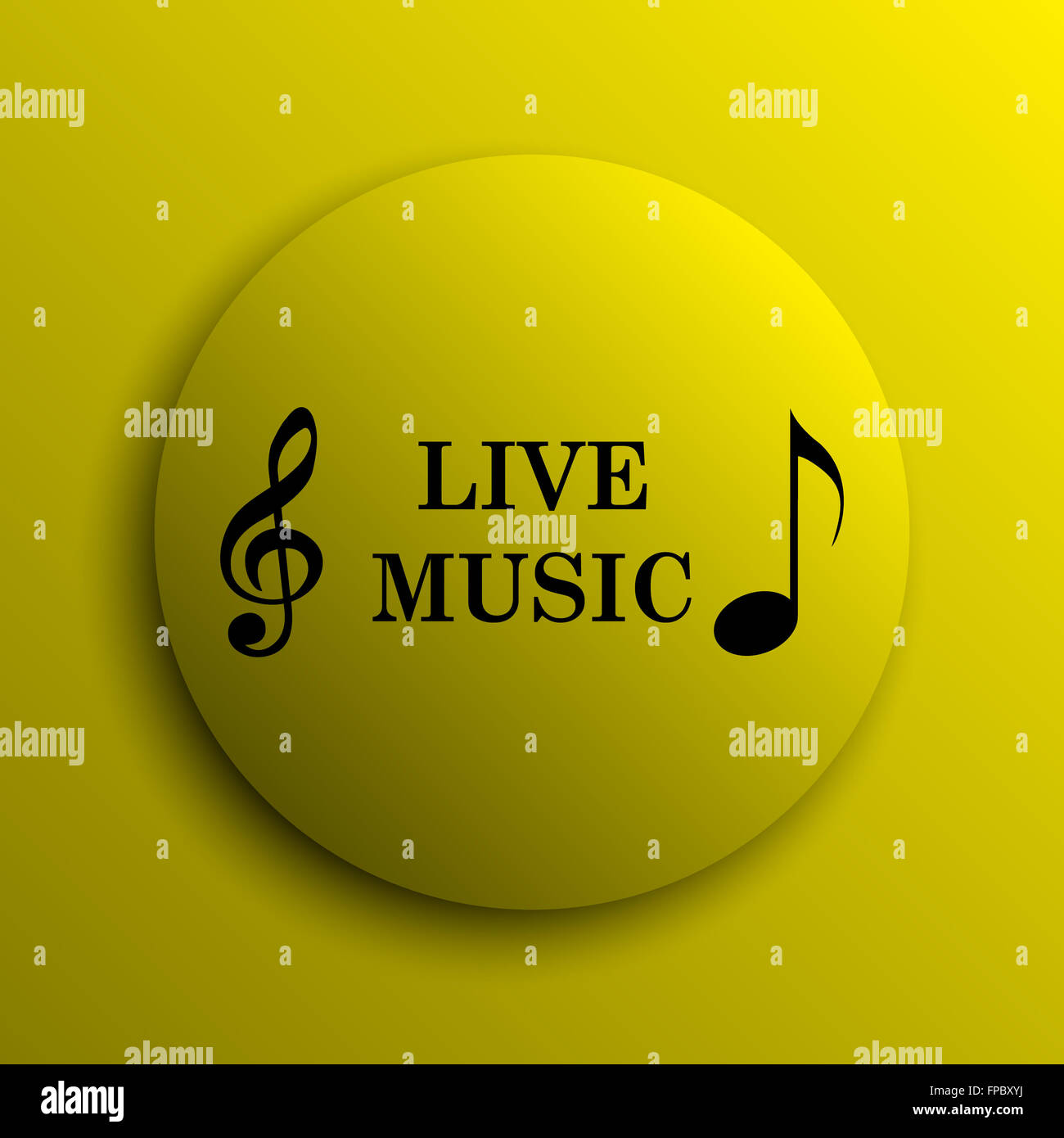 Live music icon. Yellow internet button Stock Photo - Alamy