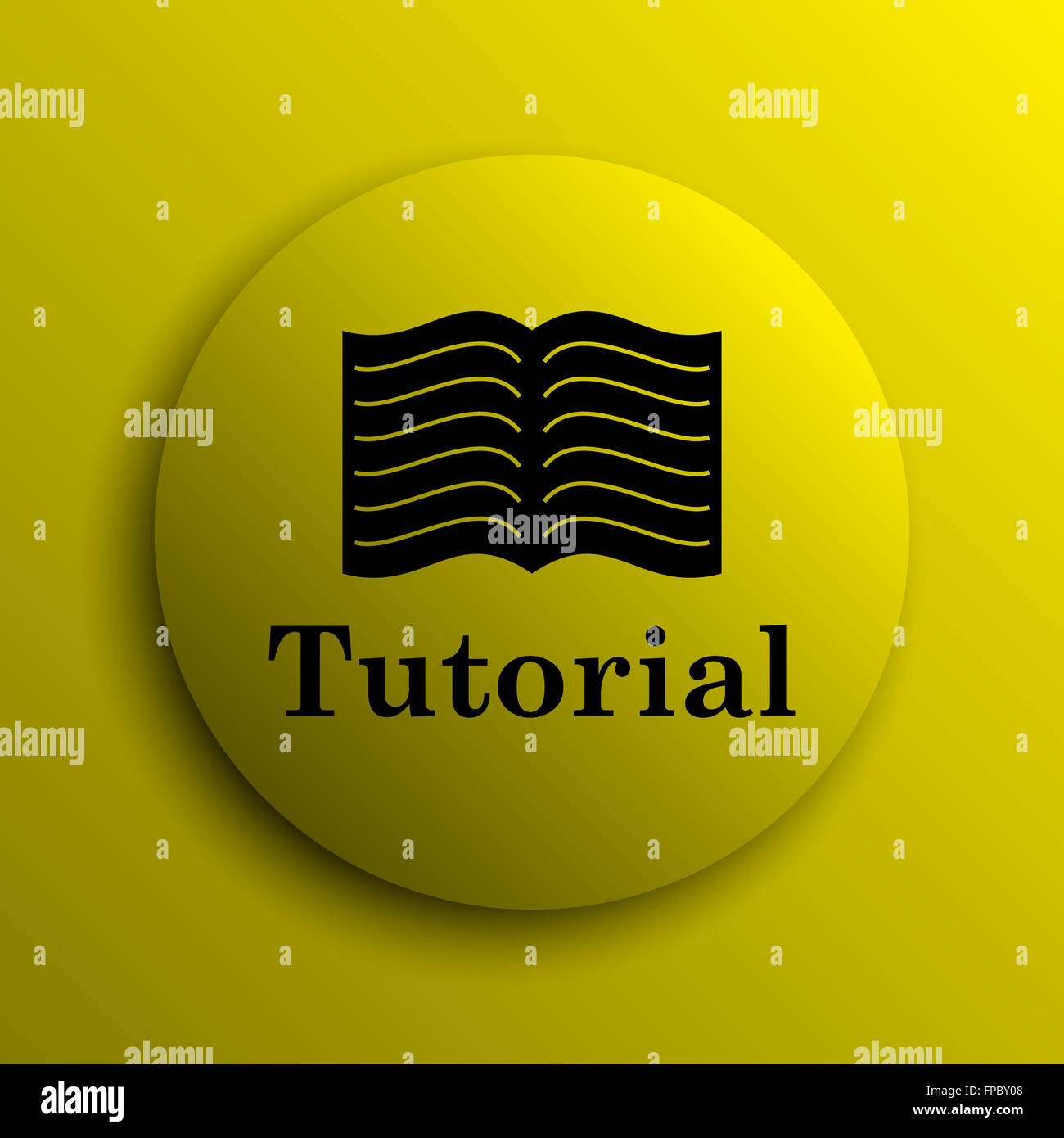 Tutorial icon. Yellow internet button Stock Photo - Alamy