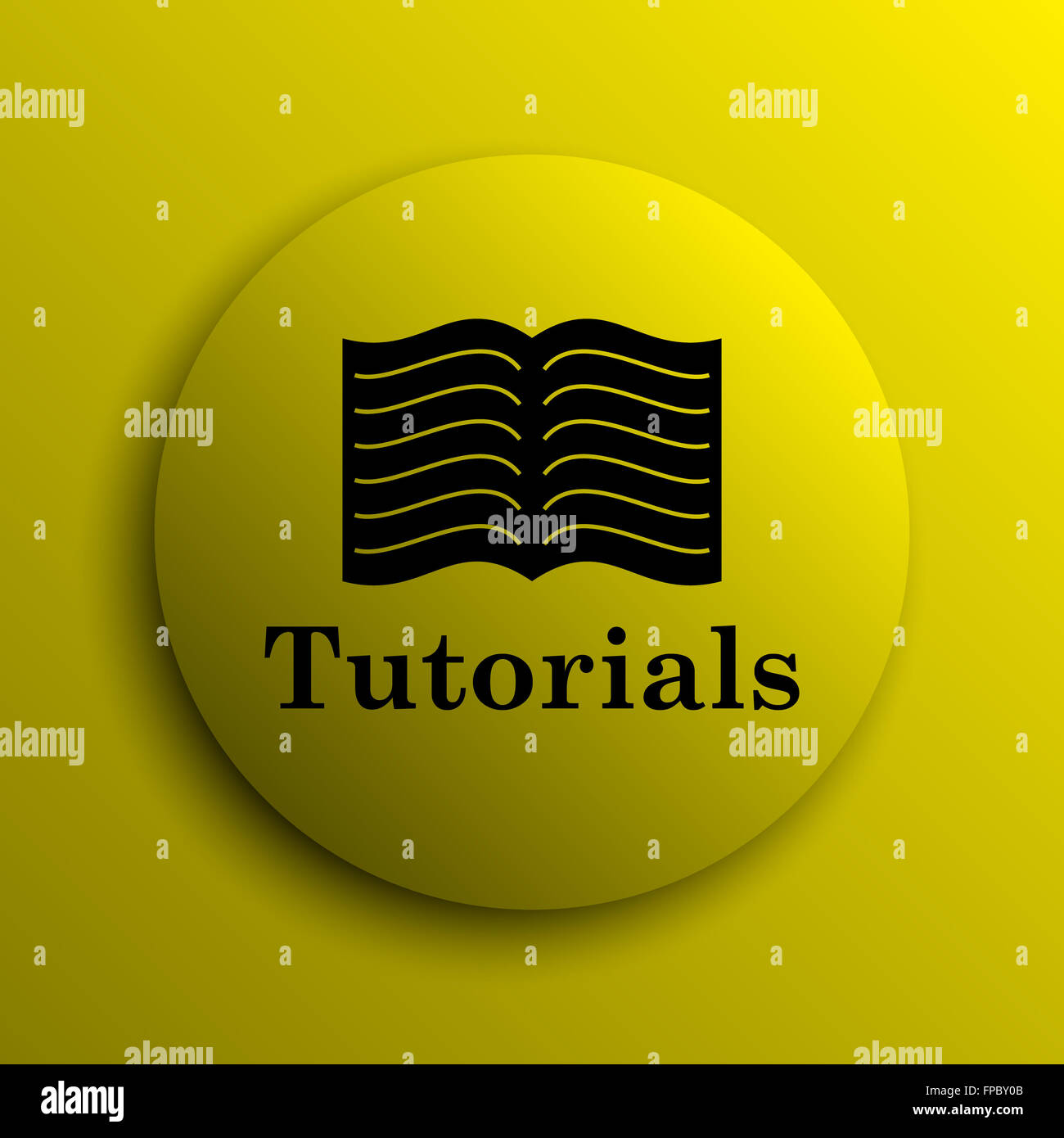 Tutorials icon. Yellow internet button Stock Photo - Alamy