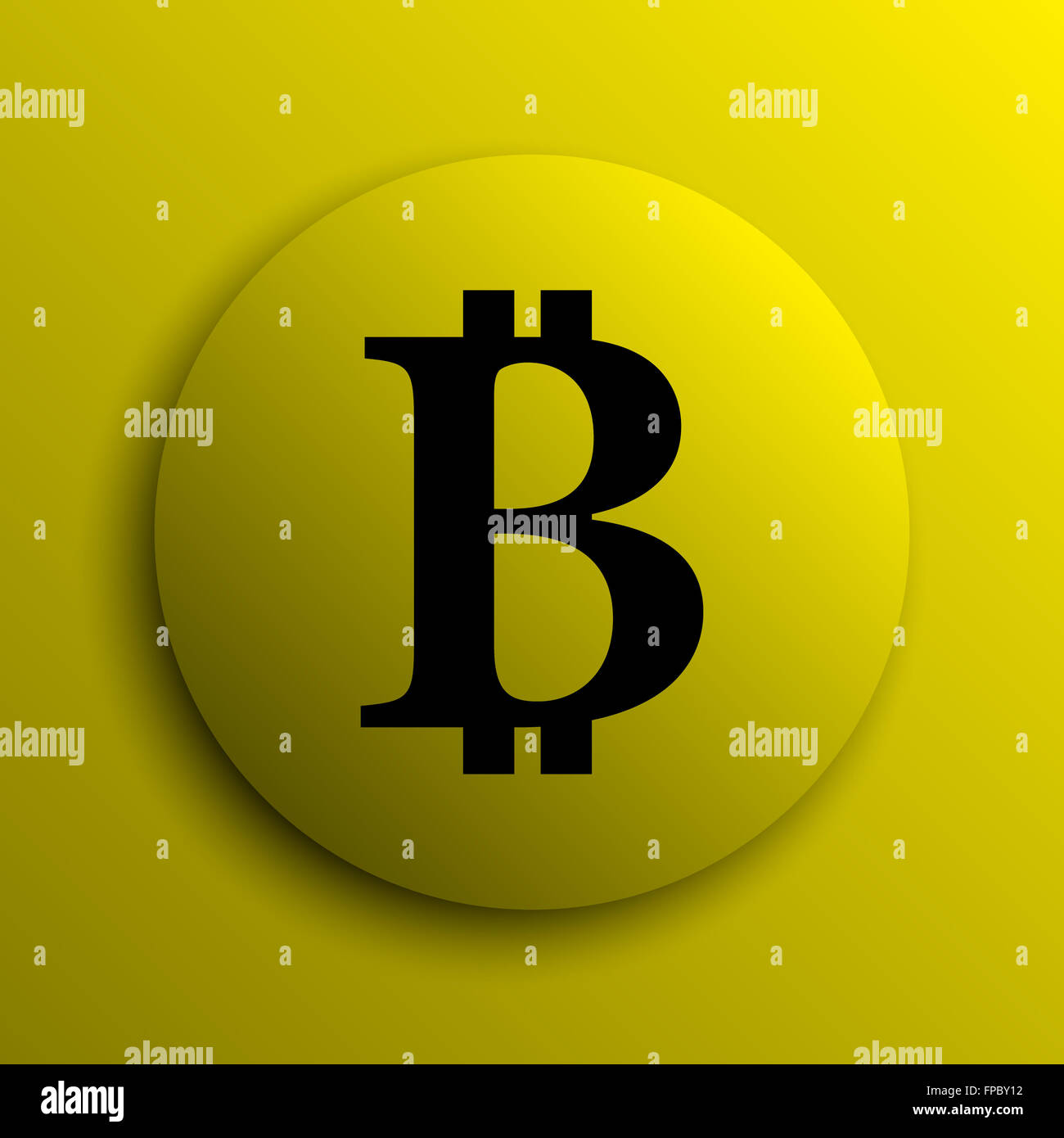 Bitcoin icon. Yellow internet button Stock Photo - Alamy