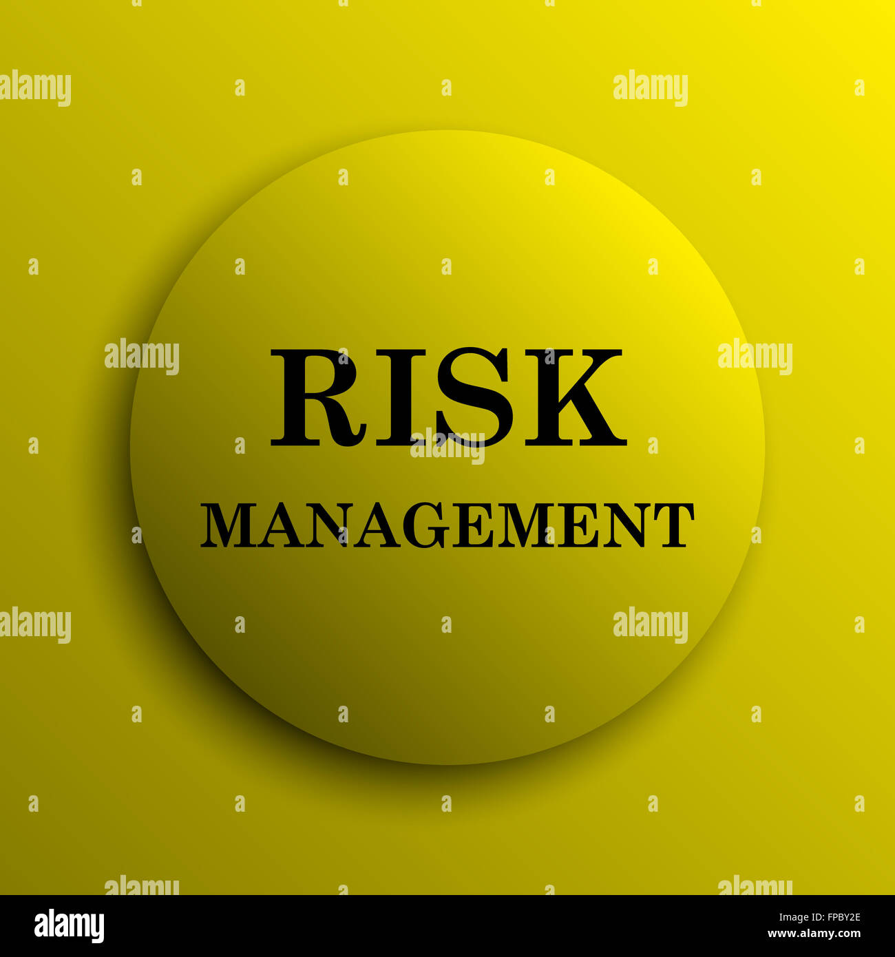 Risk management icon. Yellow internet button Stock Photo - Alamy