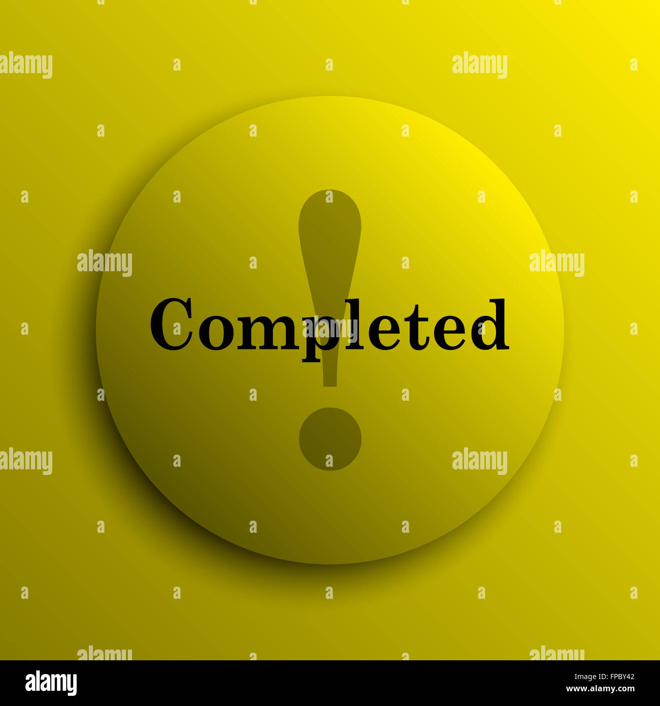 Completed icon. Yellow internet button Stock Photo - Alamy
