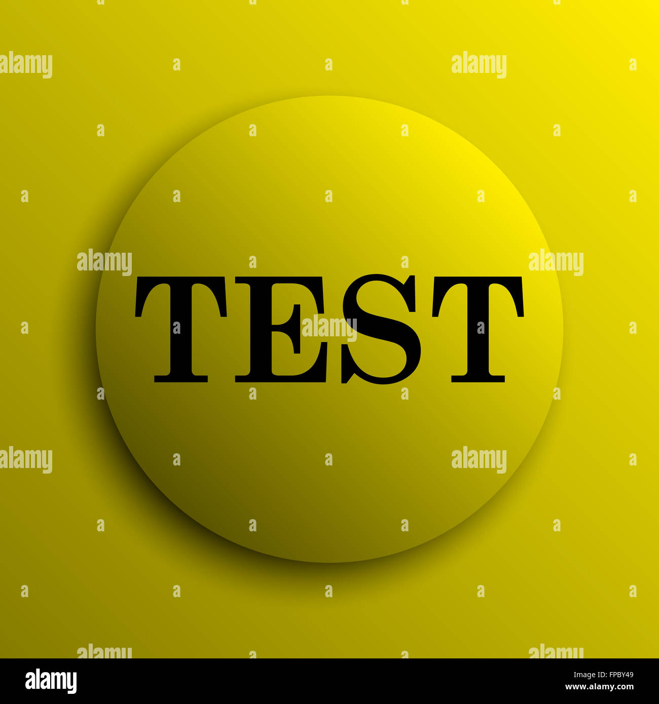 Test icon. Yellow internet button Stock Photo - Alamy