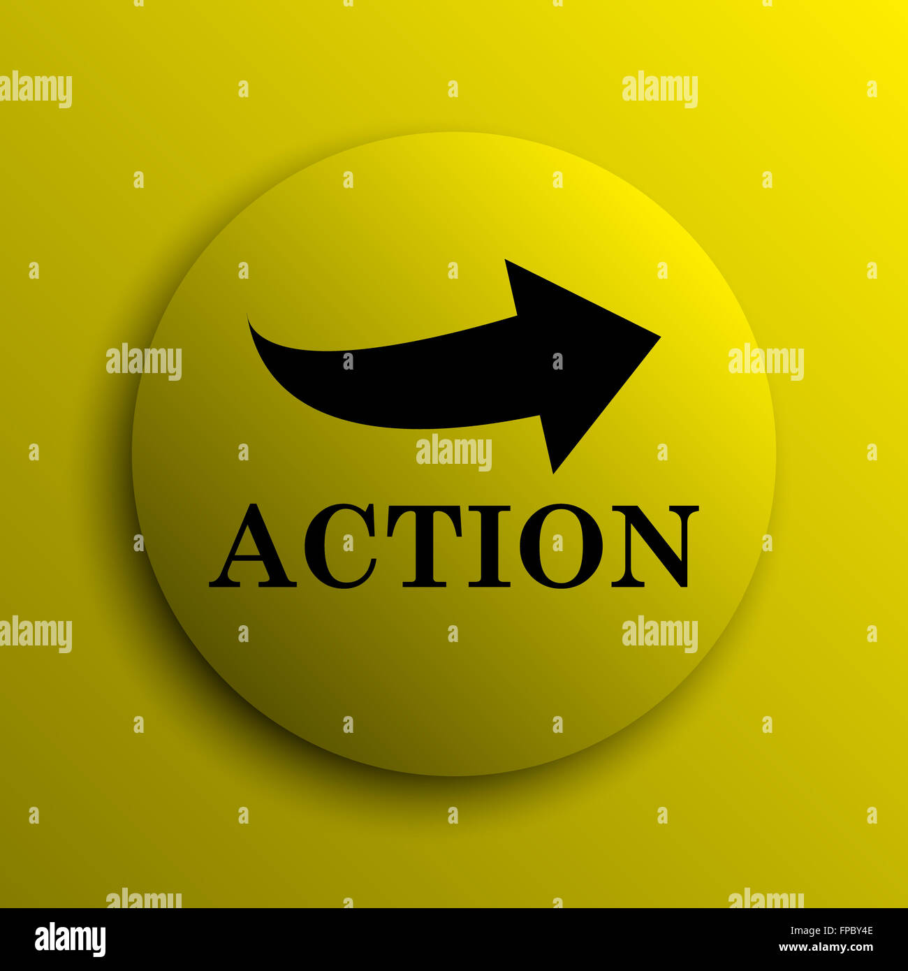 Action icon. Yellow internet button Stock Photo - Alamy