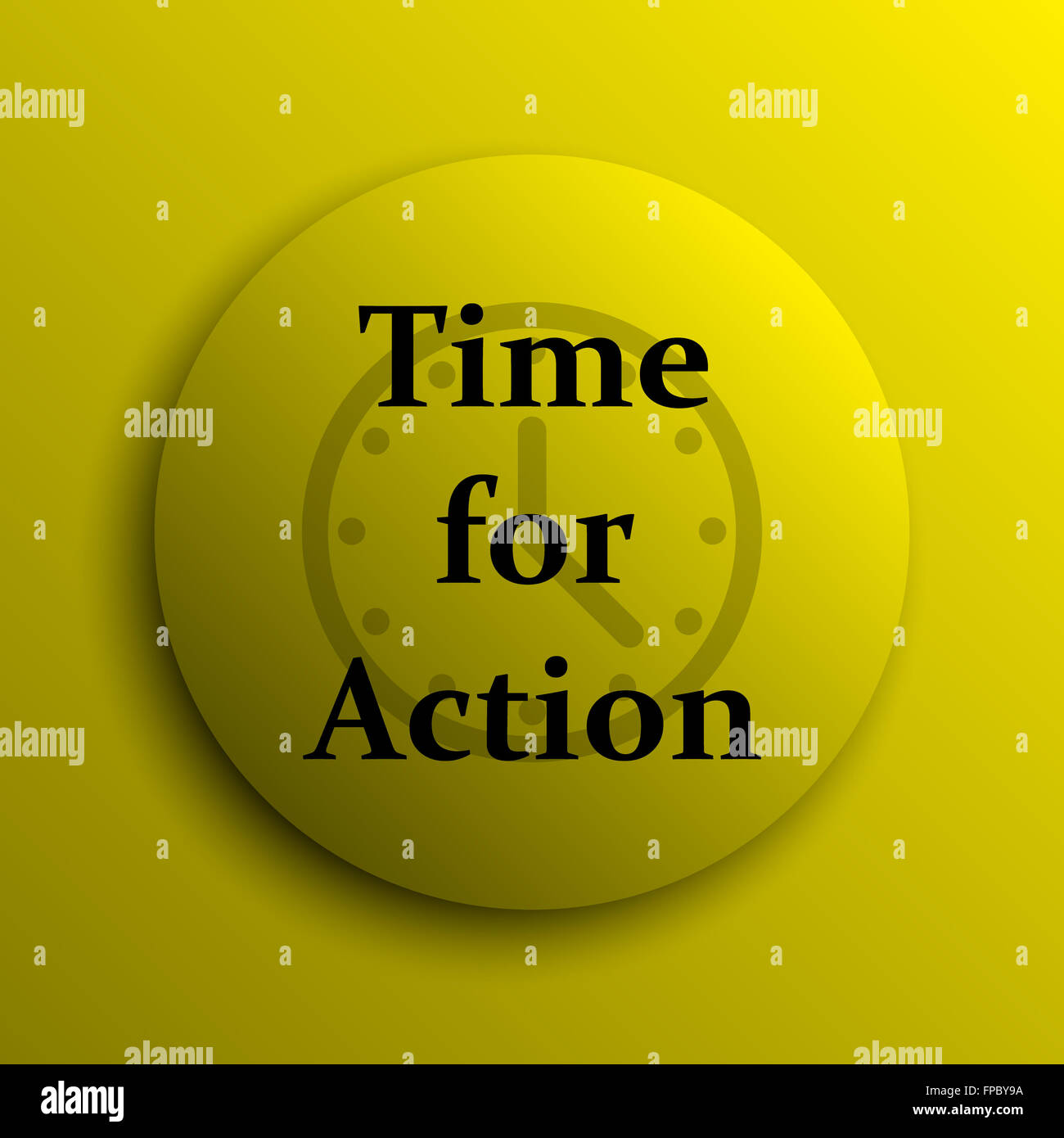 Time for action icon. Yellow internet button Stock Photo - Alamy