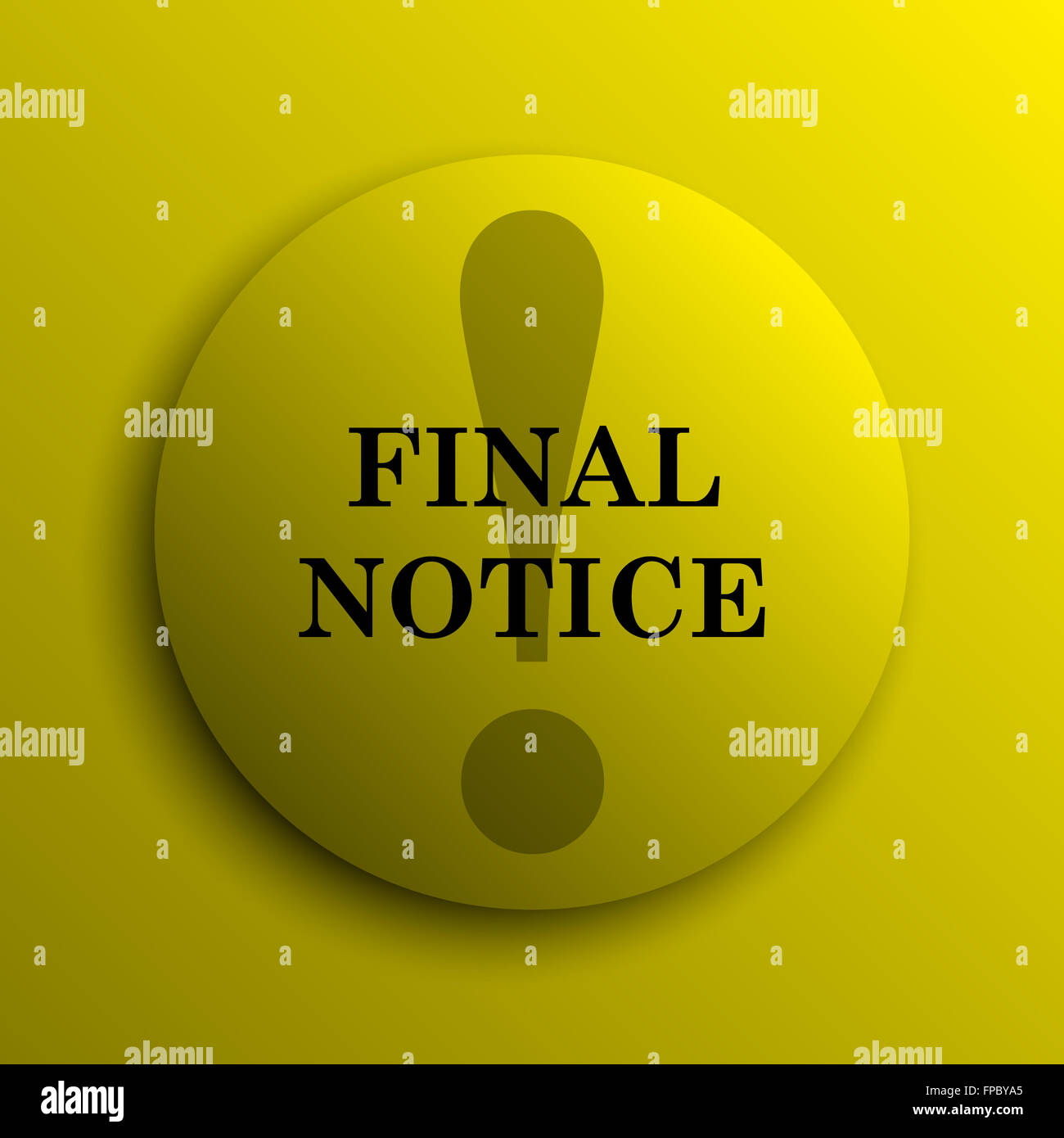 Final notice icon. Yellow internet button Stock Photo - Alamy