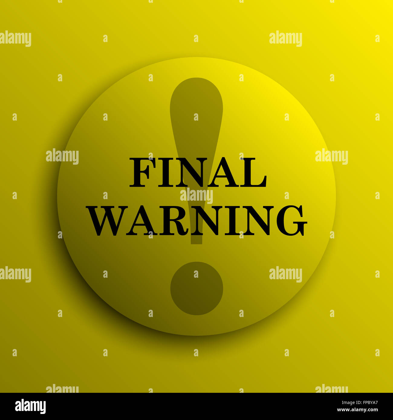 Final warning icon. Yellow internet button Stock Photo - Alamy