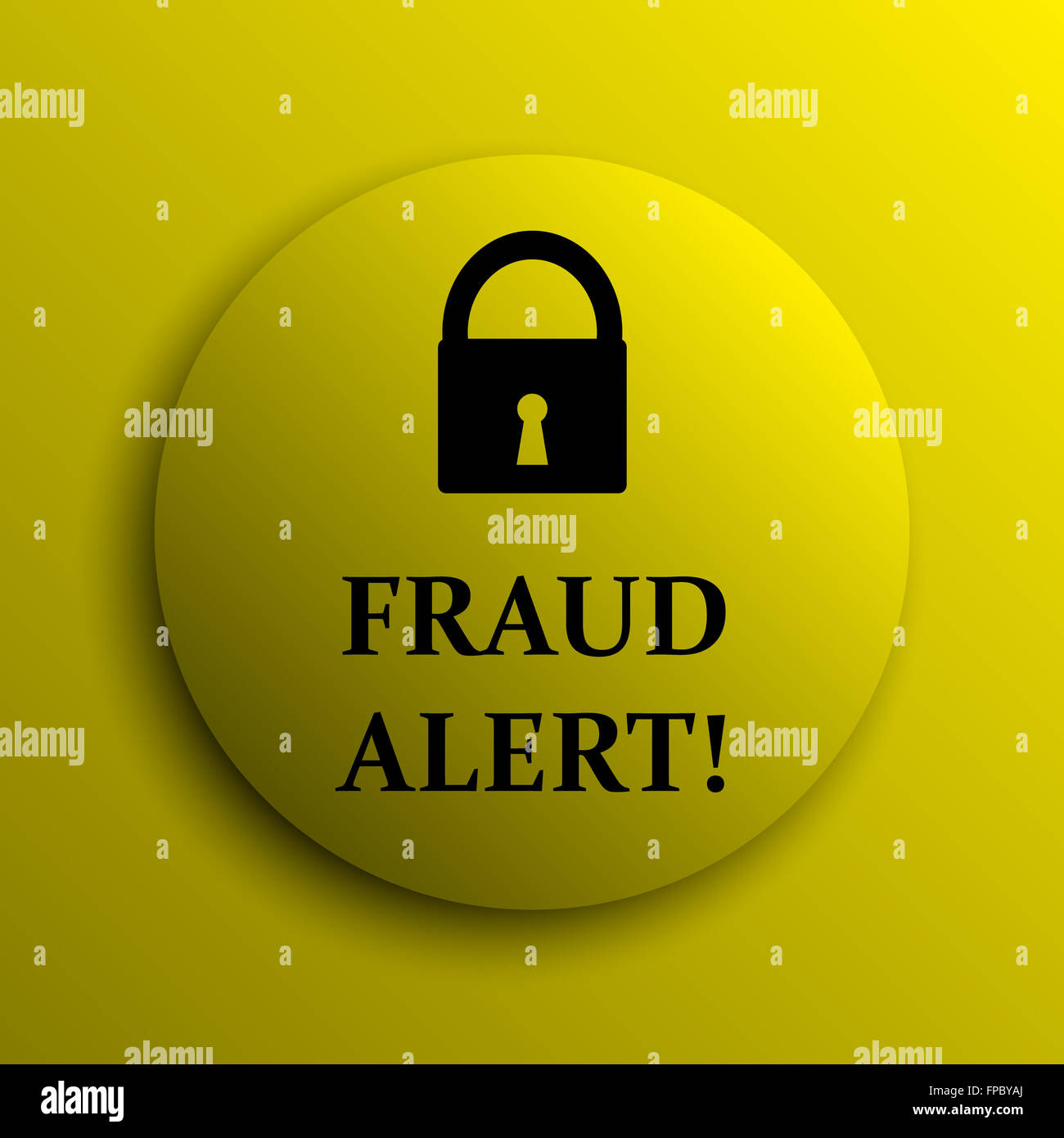 Fraud alert icon. Yellow internet button Stock Photo - Alamy