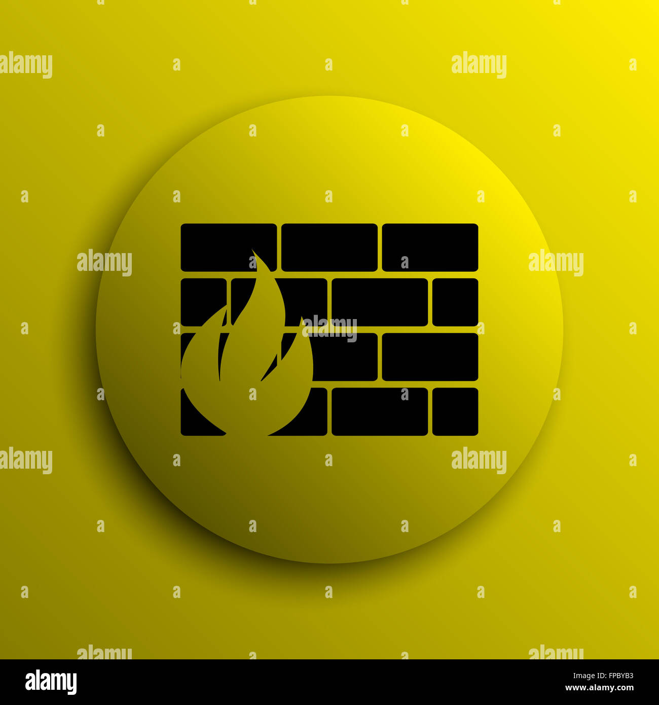 Firewall icon. Yellow internet button Stock Photo - Alamy