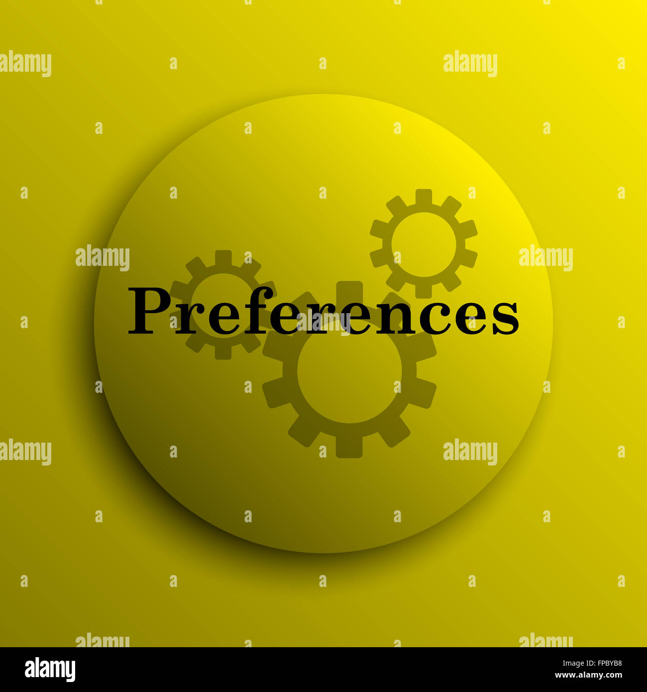 Preferences icon. Yellow internet button Stock Photo - Alamy