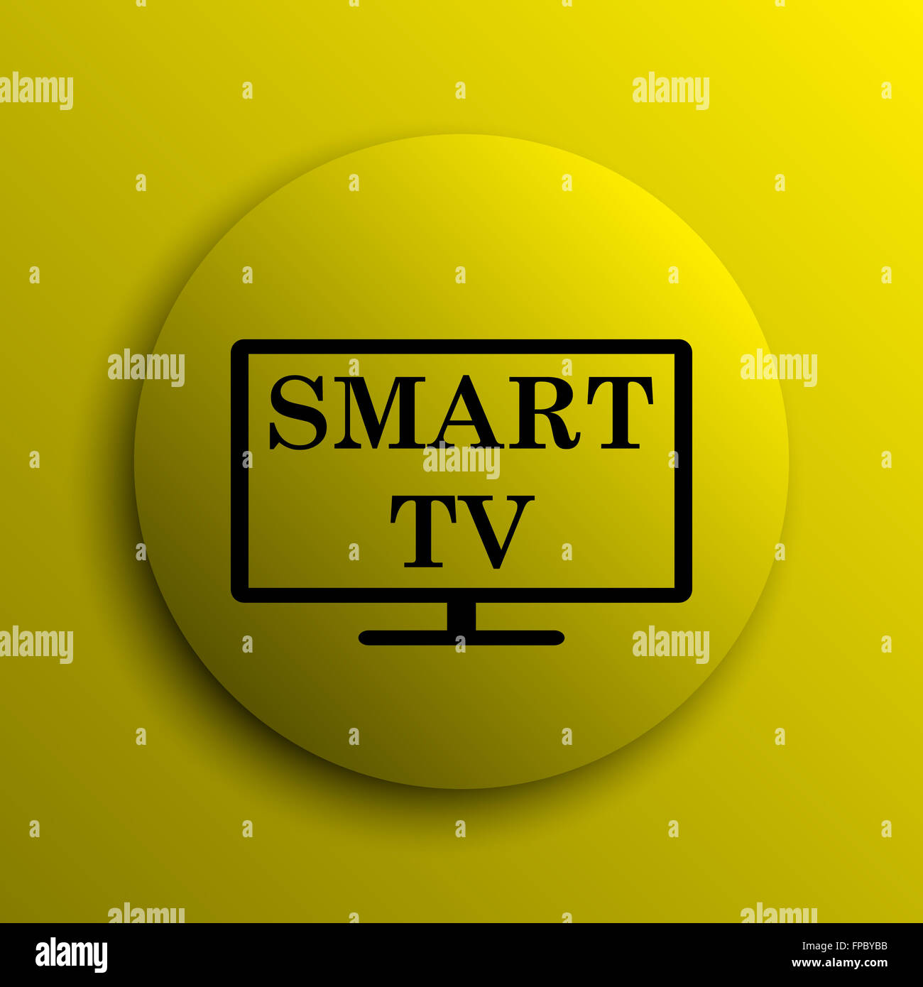 Smart tv icon. Yellow internet button Stock Photo - Alamy