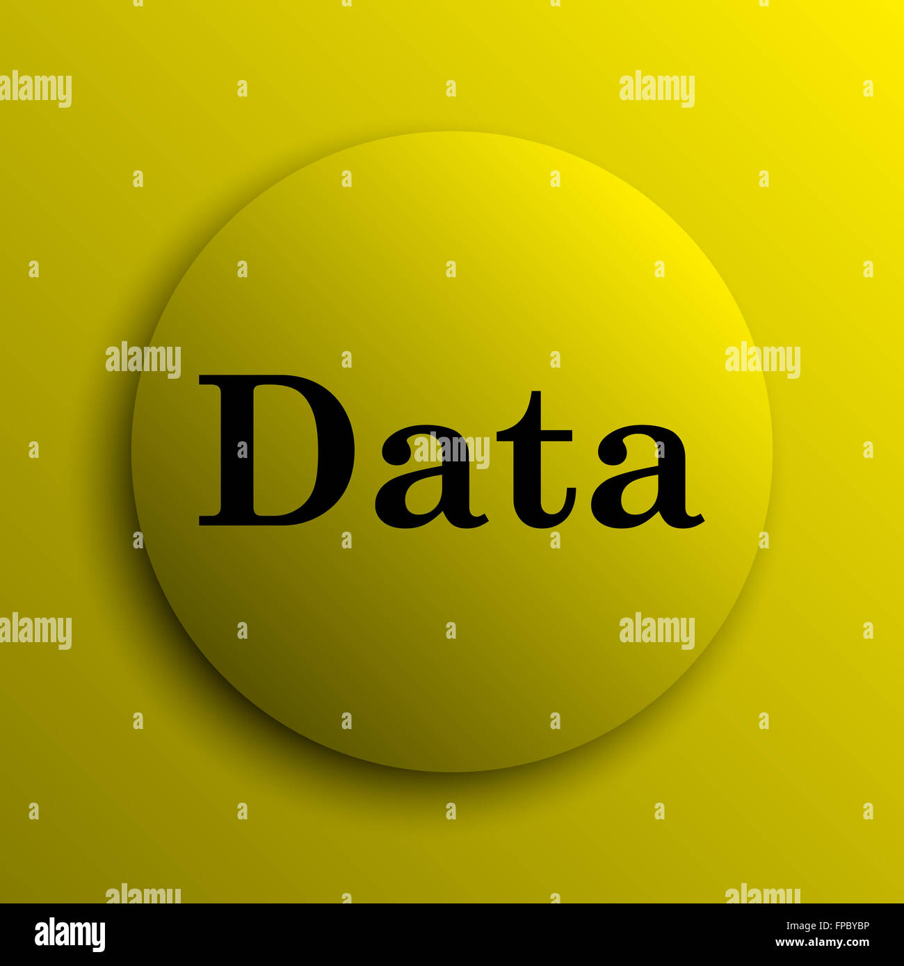 Data icon. Yellow internet button Stock Photo - Alamy