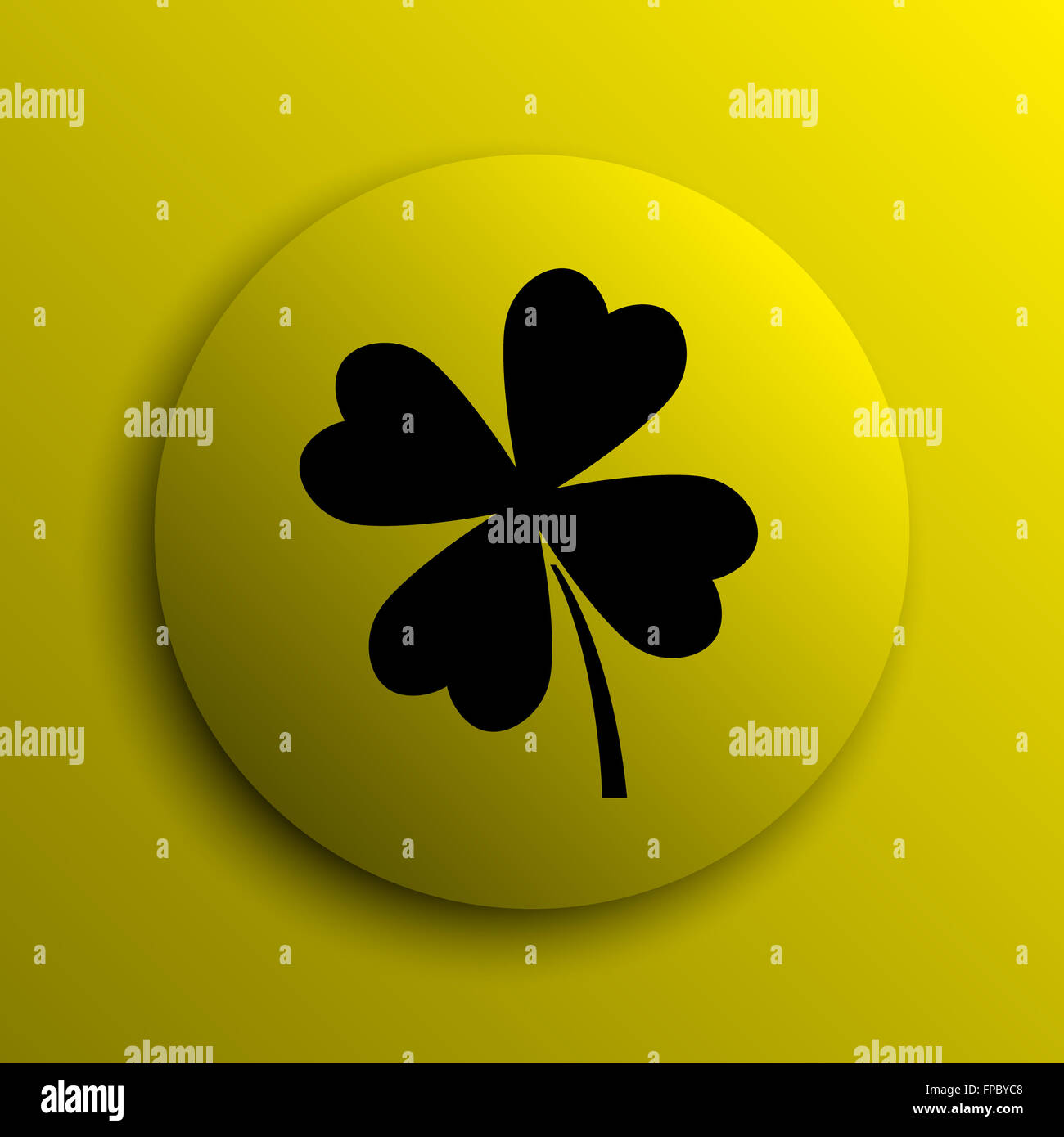Clover icon. Yellow internet button Stock Photo - Alamy