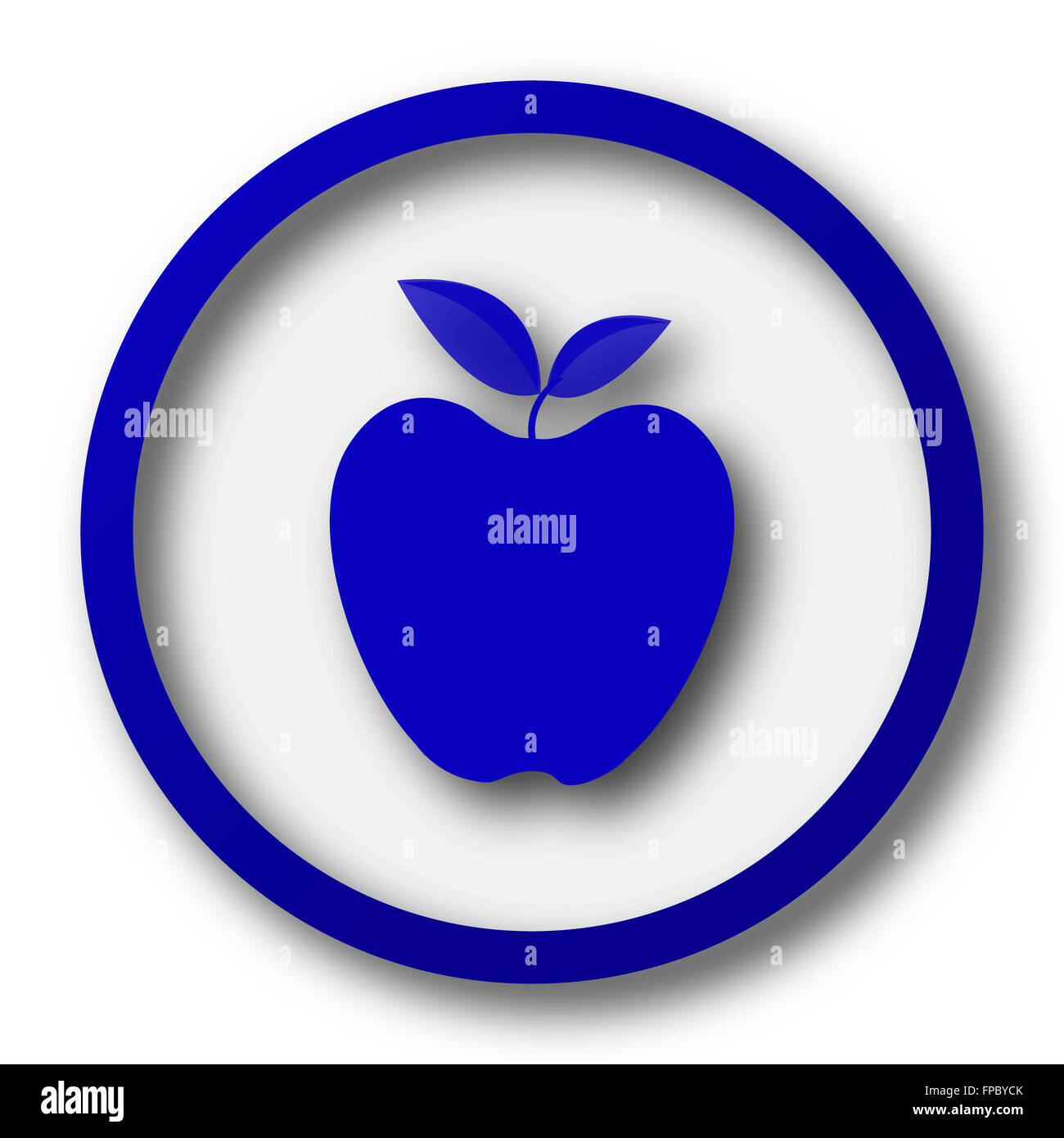 Apple icon. Blue internet button on white background Stock Photo - Alamy