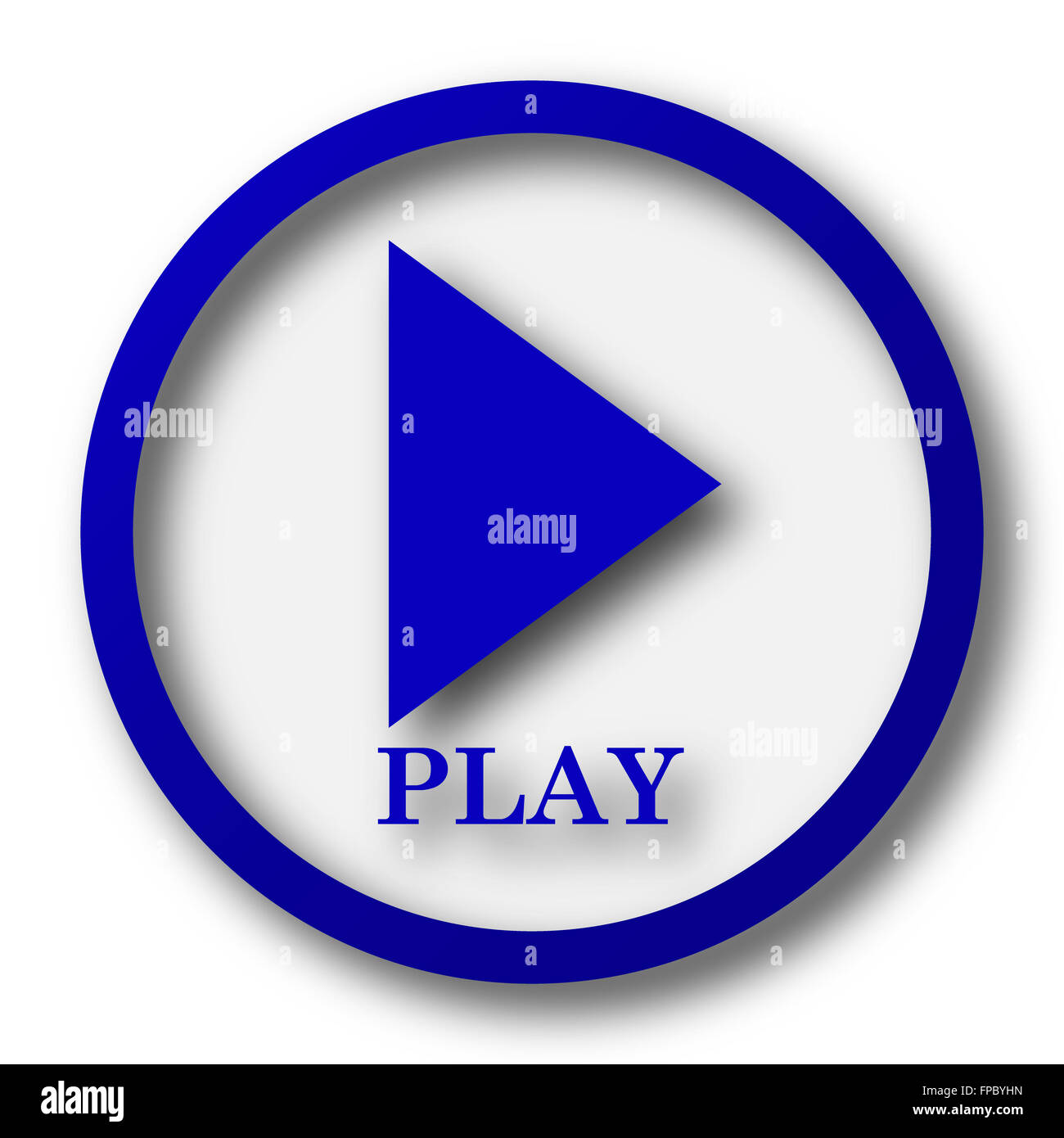 Play icon. Blue internet button on white background Stock Photo - Alamy
