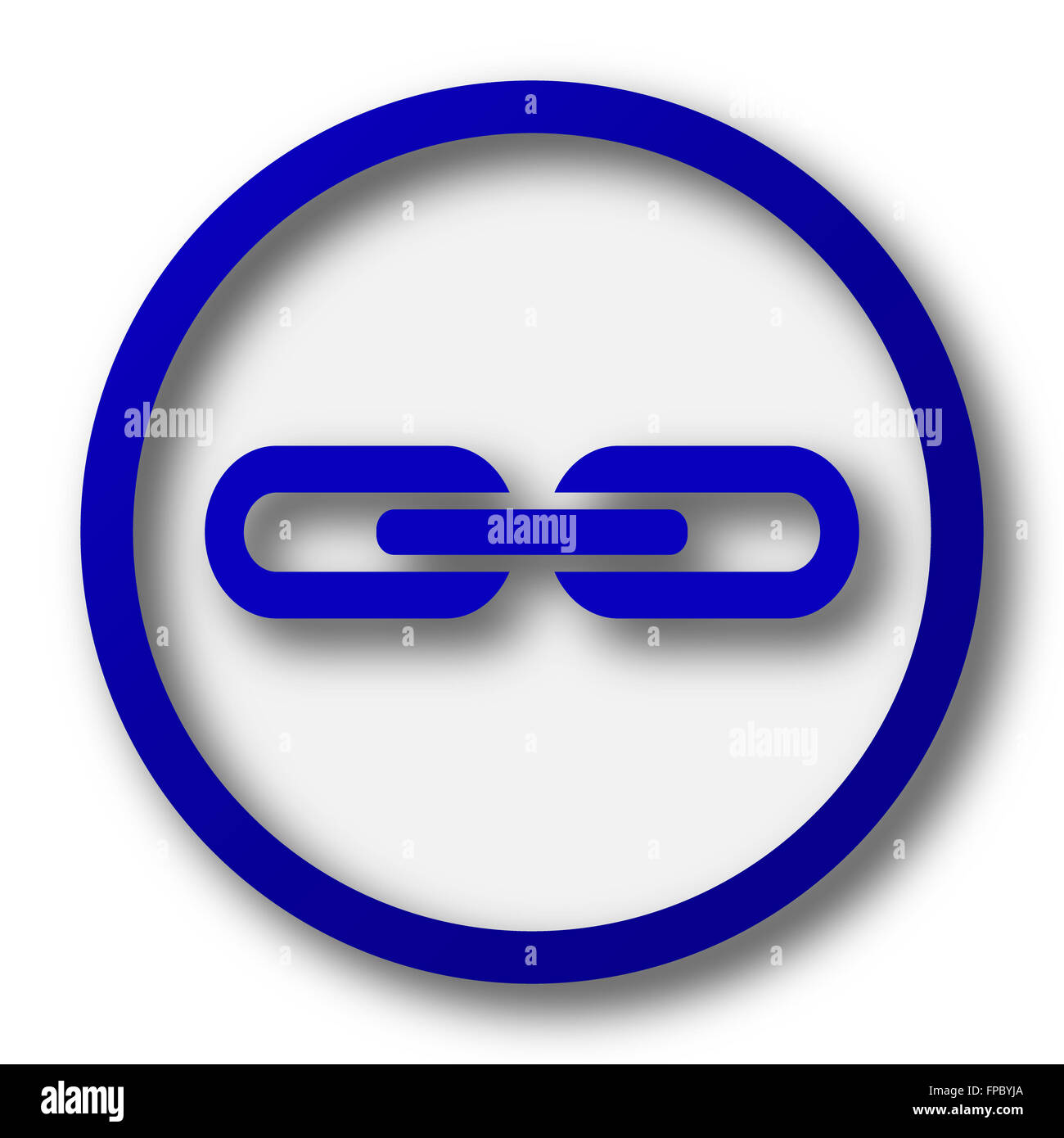 Link icon. Blue internet button on white background Stock Photo - Alamy