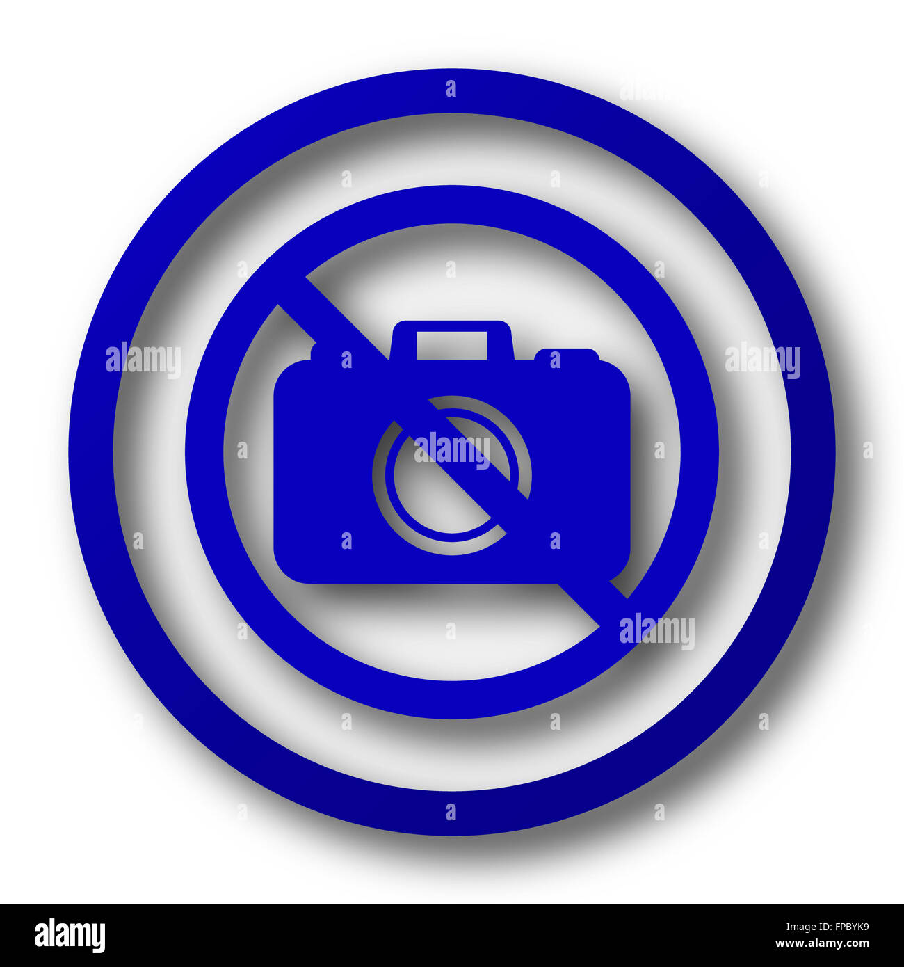 Forbidden camera icon. Blue internet button on white background Stock ...