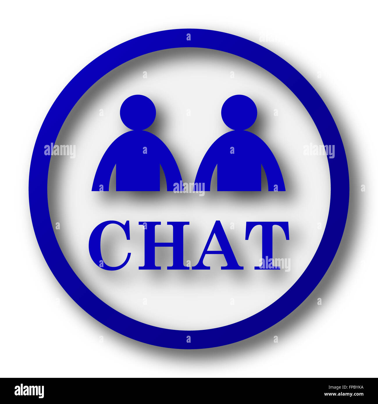 Chat icon. Blue internet button on white background Stock Photo - Alamy