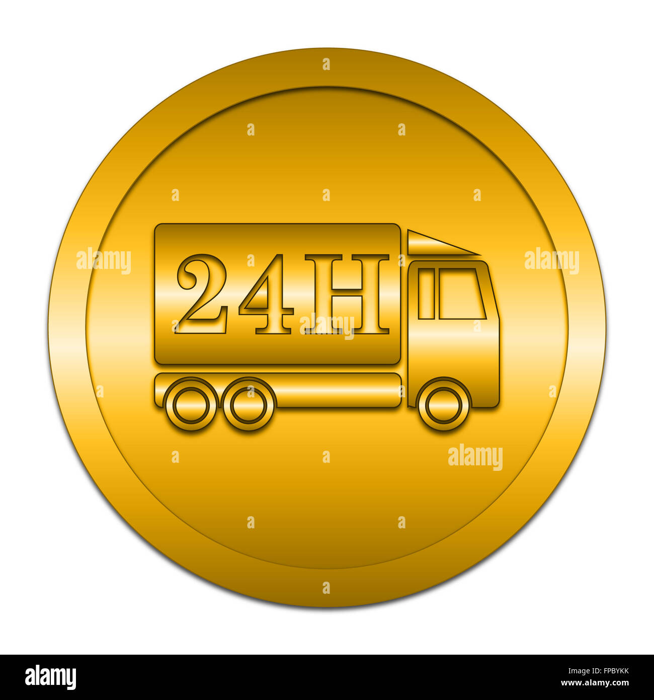 24H delivery truck icon. Internet button on white background Stock ...