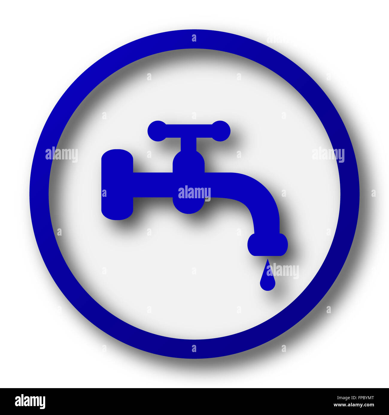 Water tap icon. Blue internet button on white background Stock Photo ...