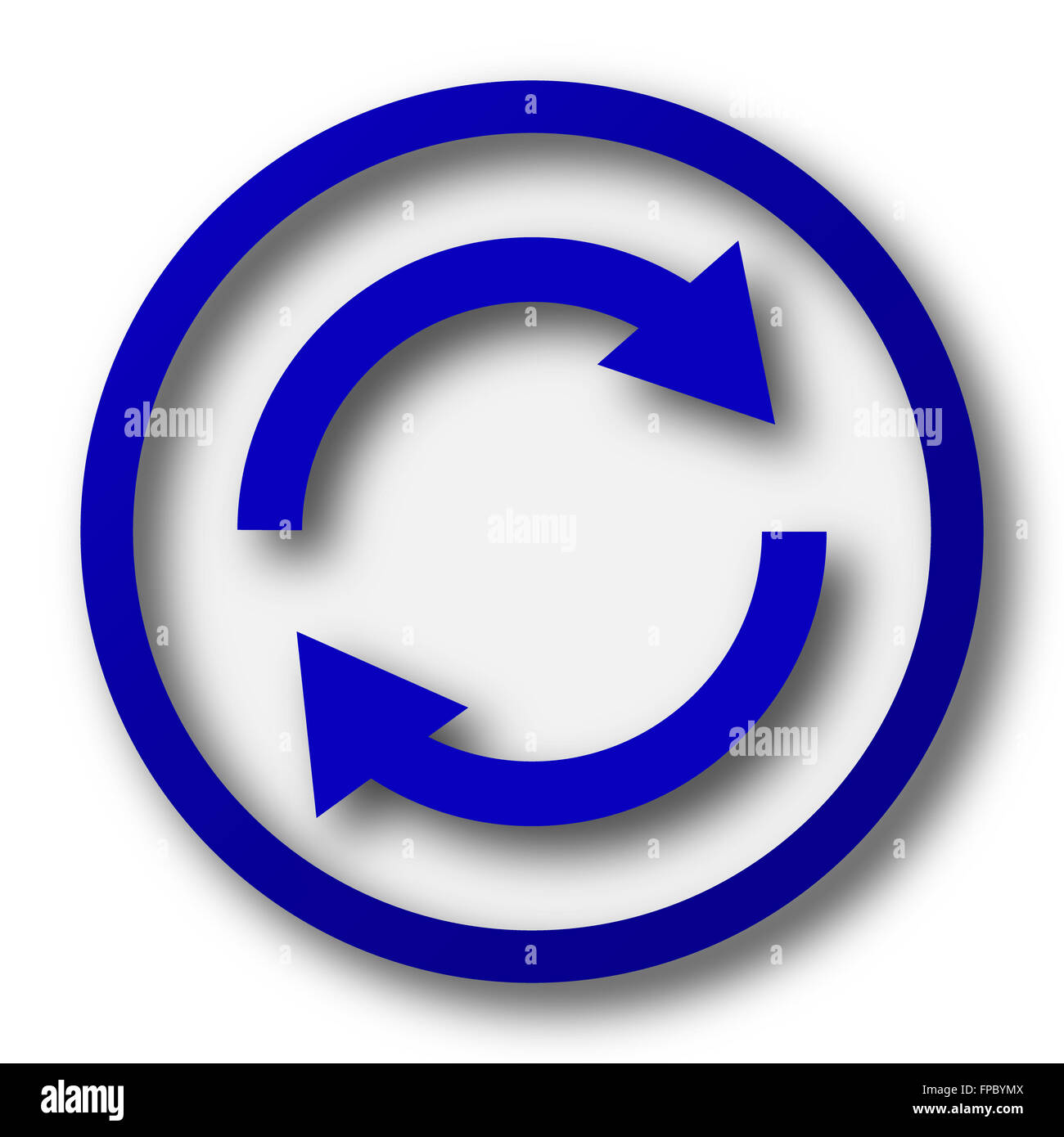 Reload two arrows icon. Blue internet button on white background Stock ...