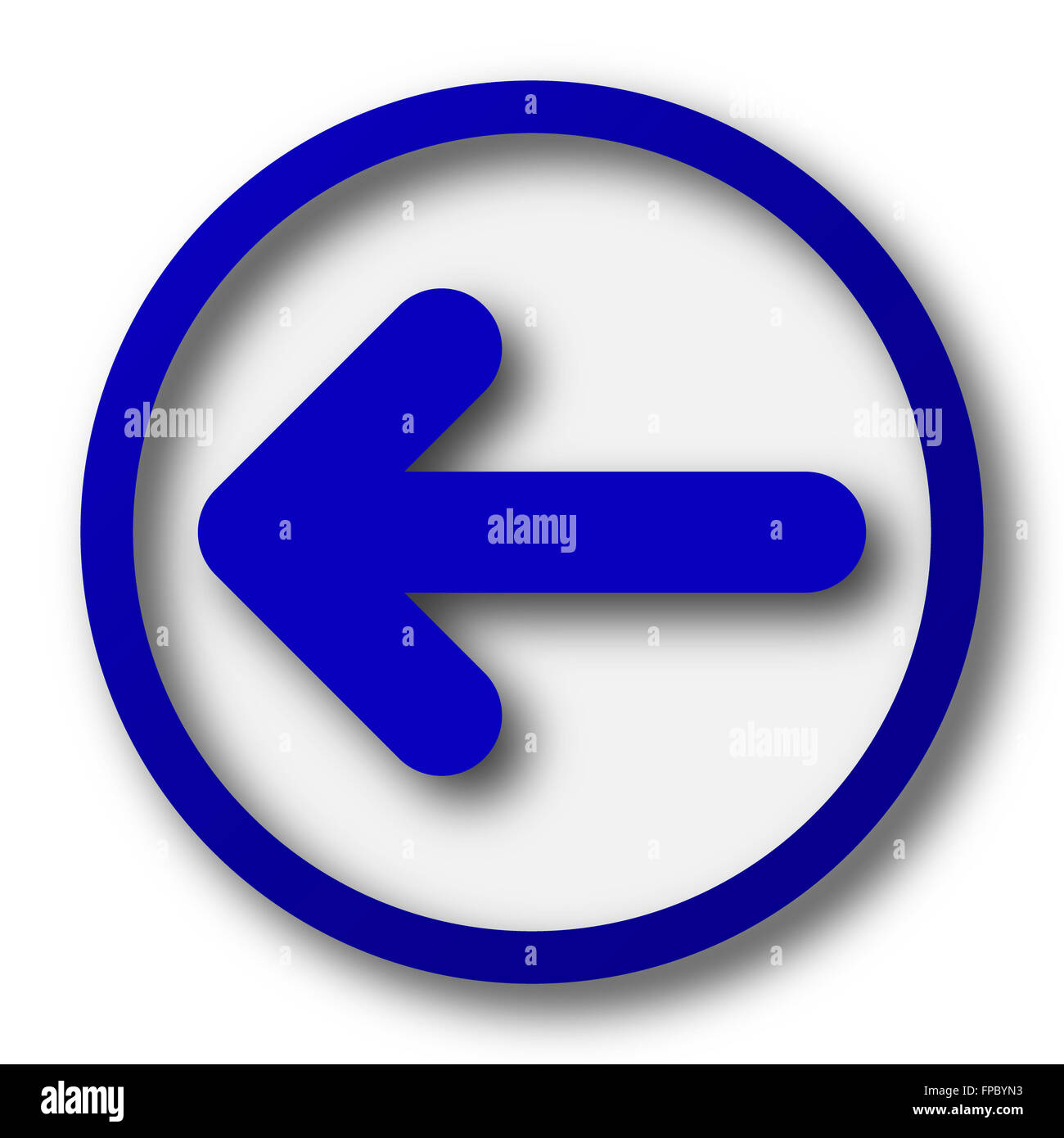 Left arrow icon. Blue internet button on white background Stock Photo ...