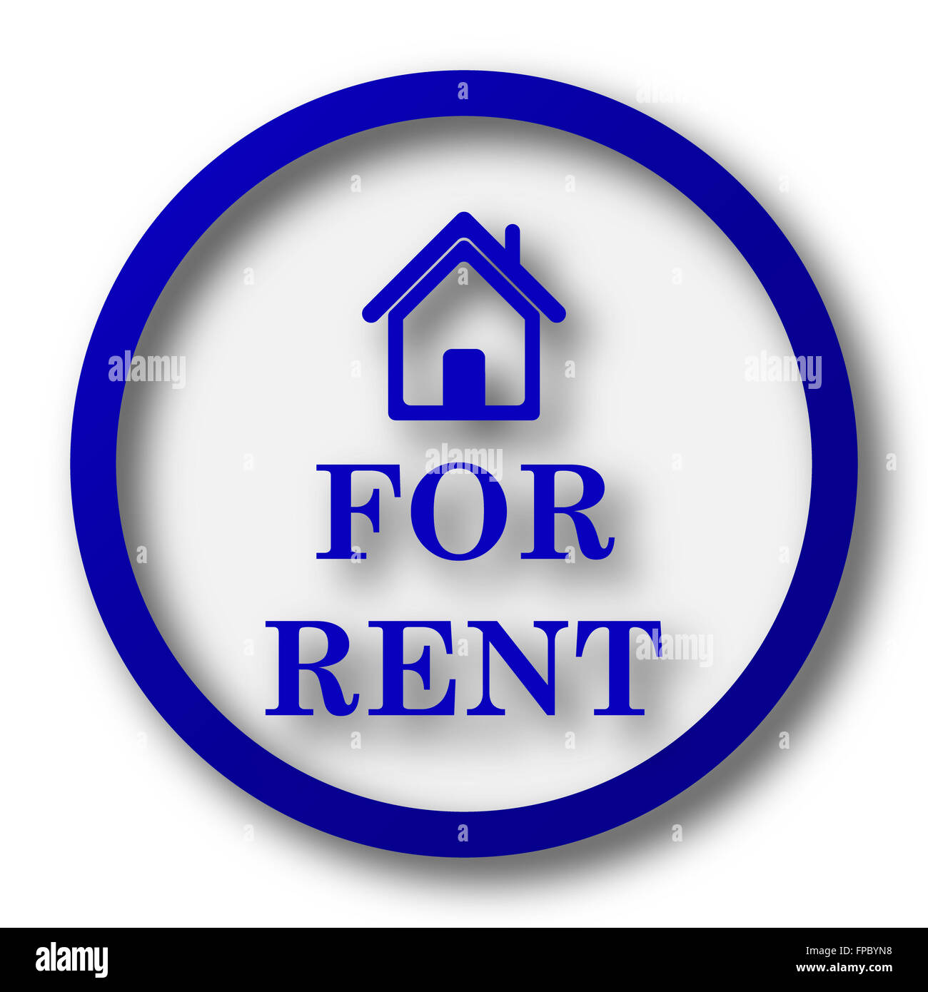 For rent icon. Blue internet button on white background Stock Photo - Alamy