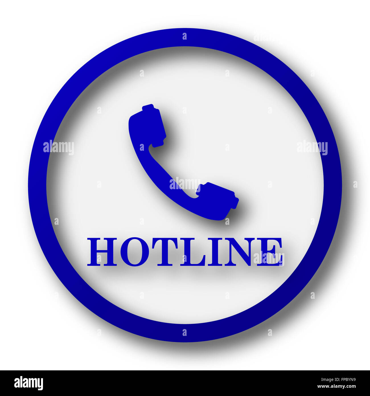 Hotline icon. Blue internet button on white background Stock Photo - Alamy