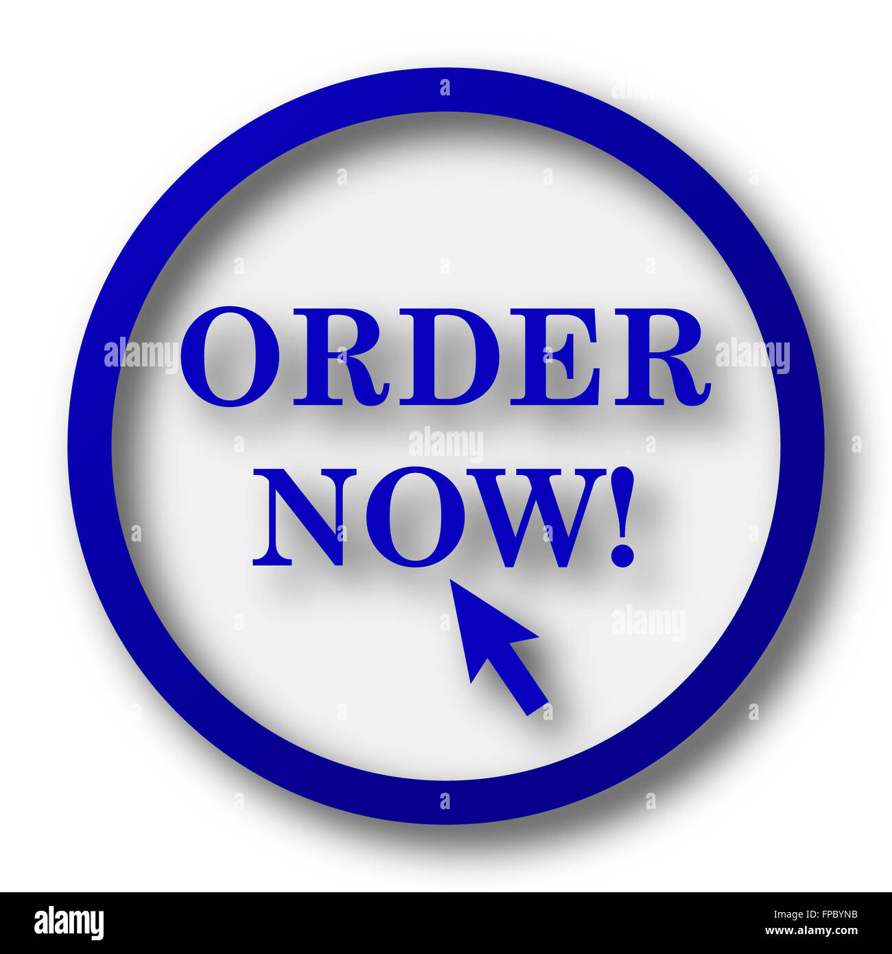Order now icon. Blue internet button on white background Stock Photo ...