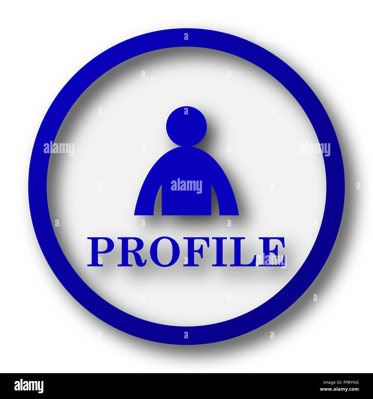 Profile icon. Blue internet button on white background Stock Photo - Alamy