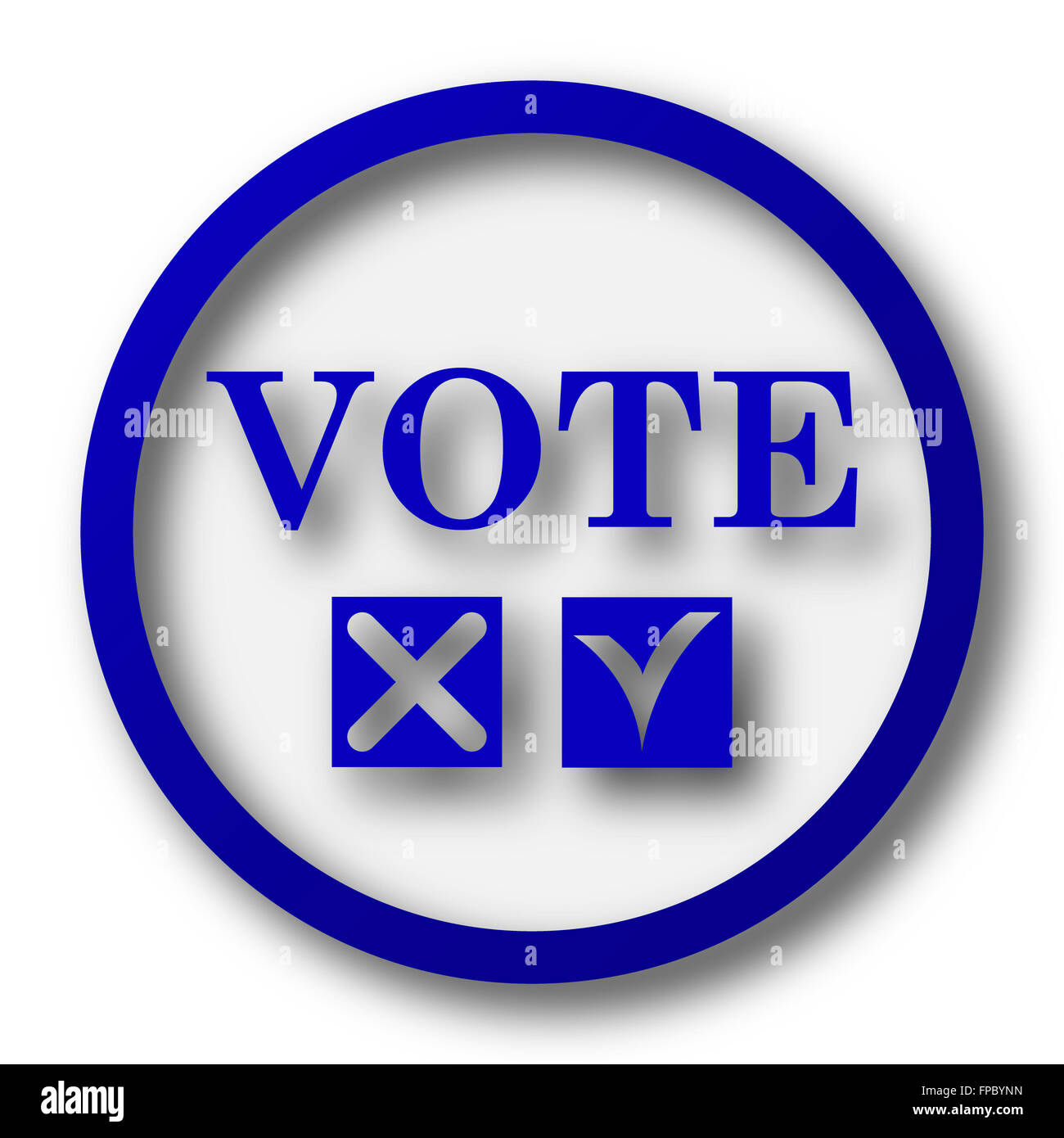 Vote icon. Blue internet button on white background Stock Photo - Alamy