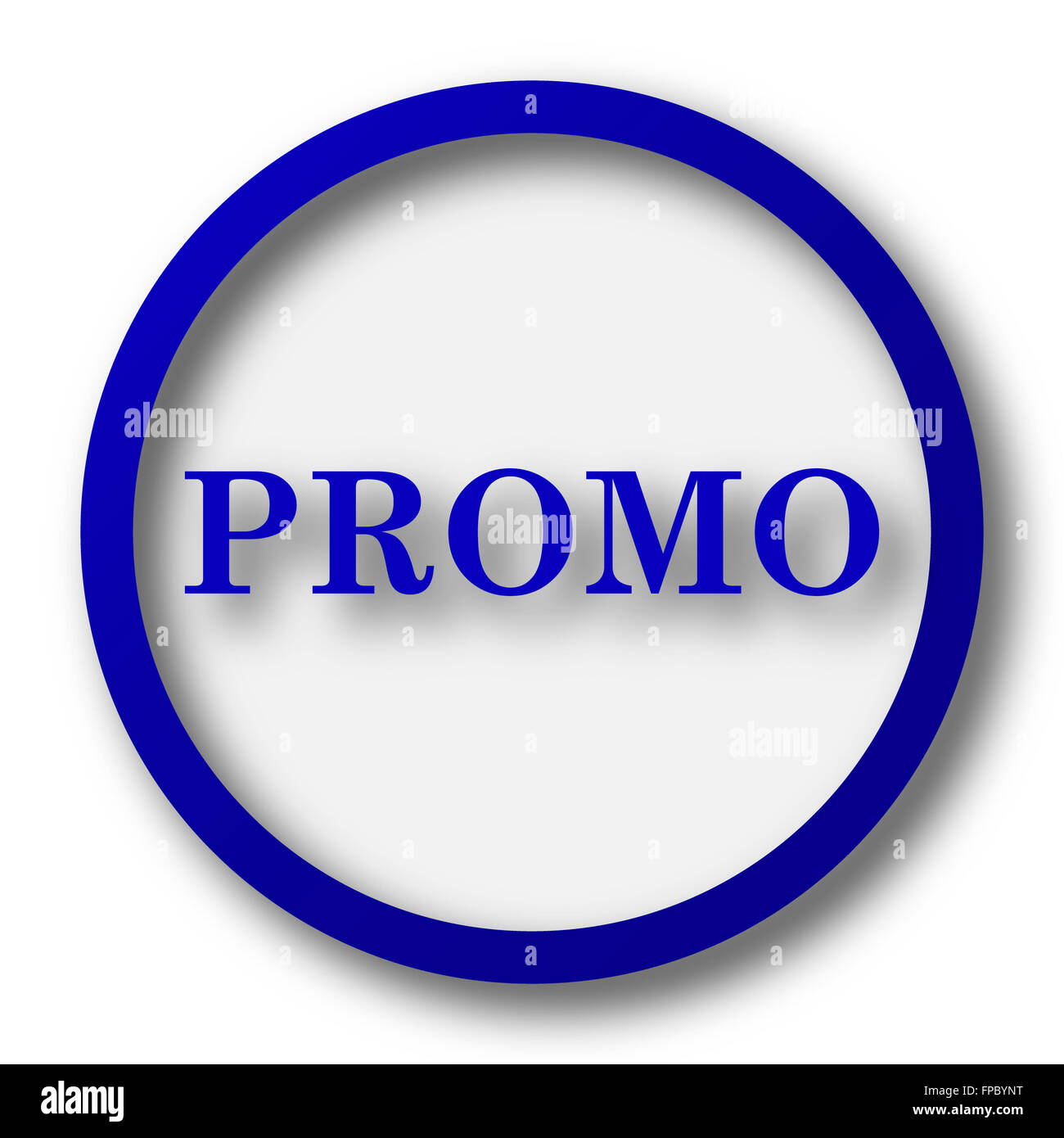 Promo icon. Blue internet button on white background Stock Photo - Alamy