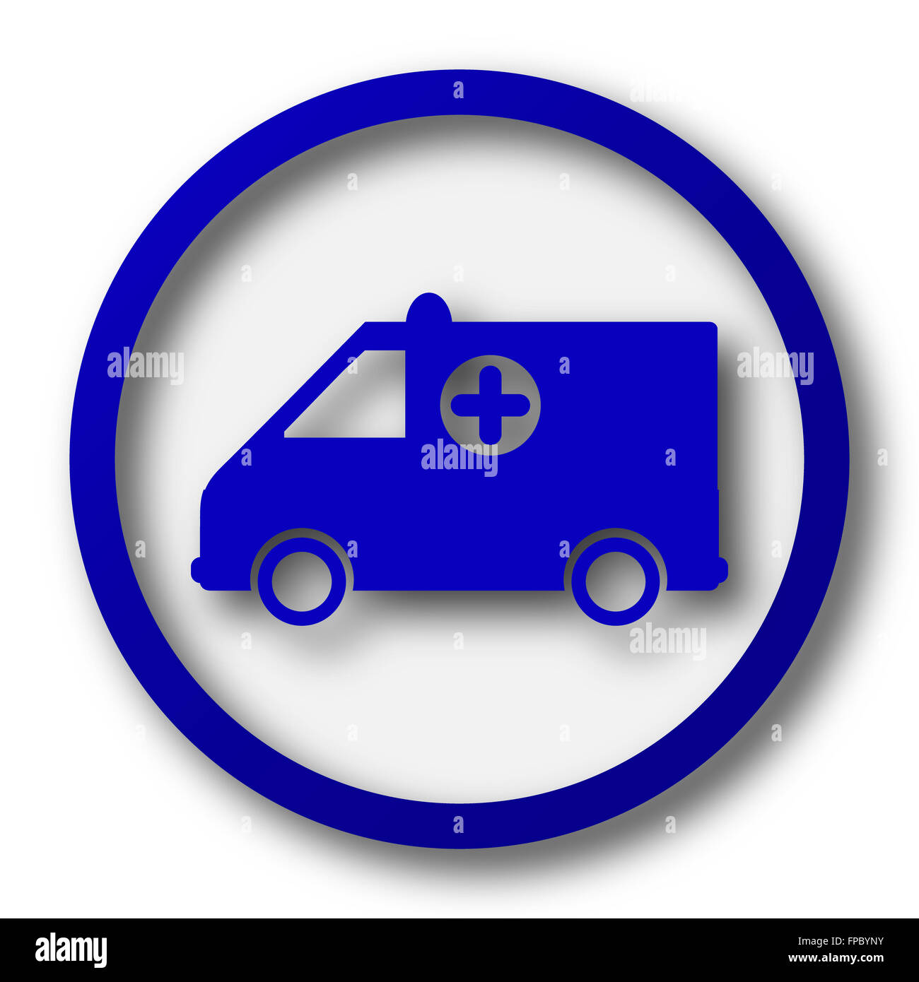 Ambulance icon. Blue internet button on white background Stock Photo ...