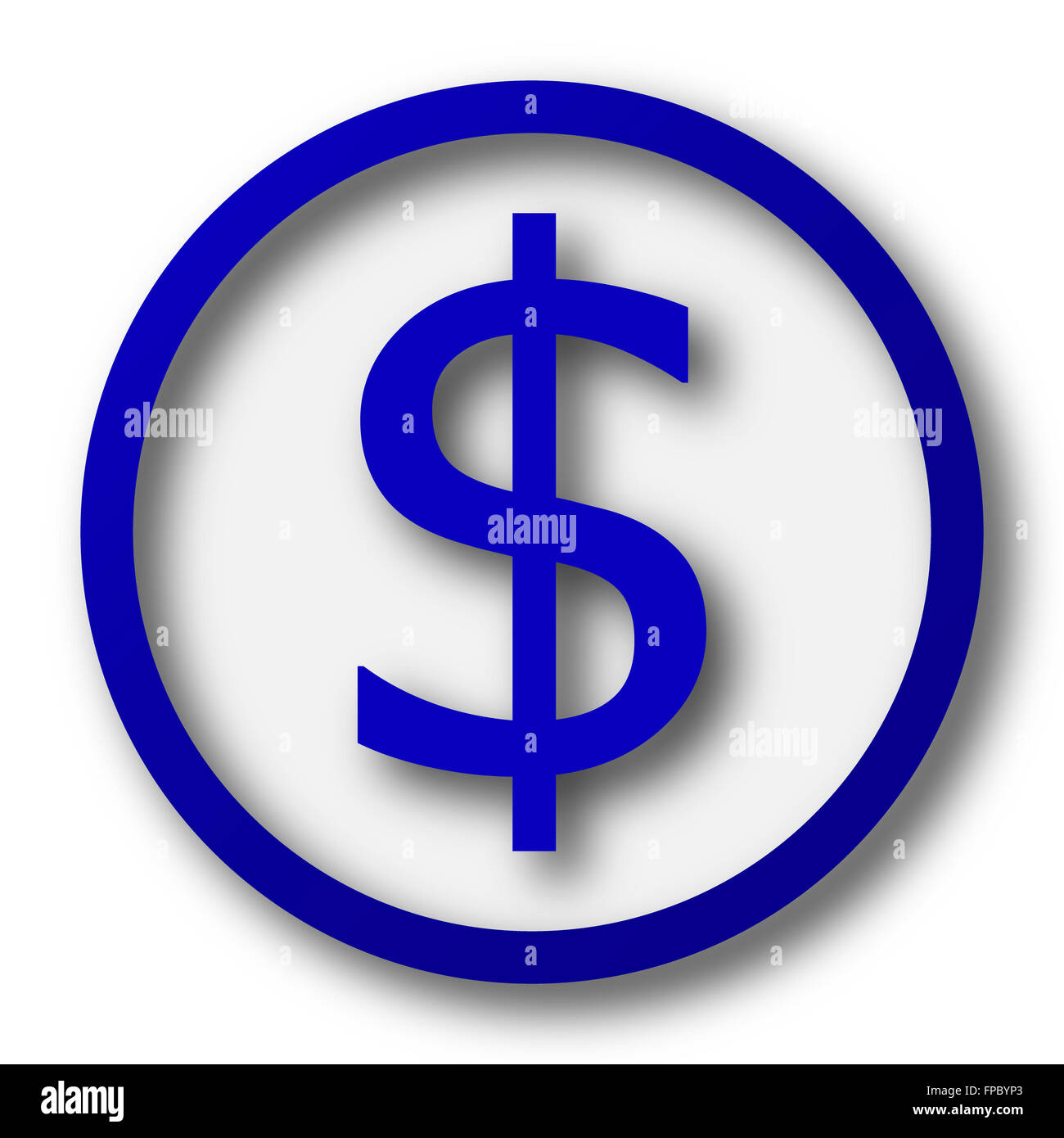 Dollar icon. Blue internet button on white background Stock Photo - Alamy