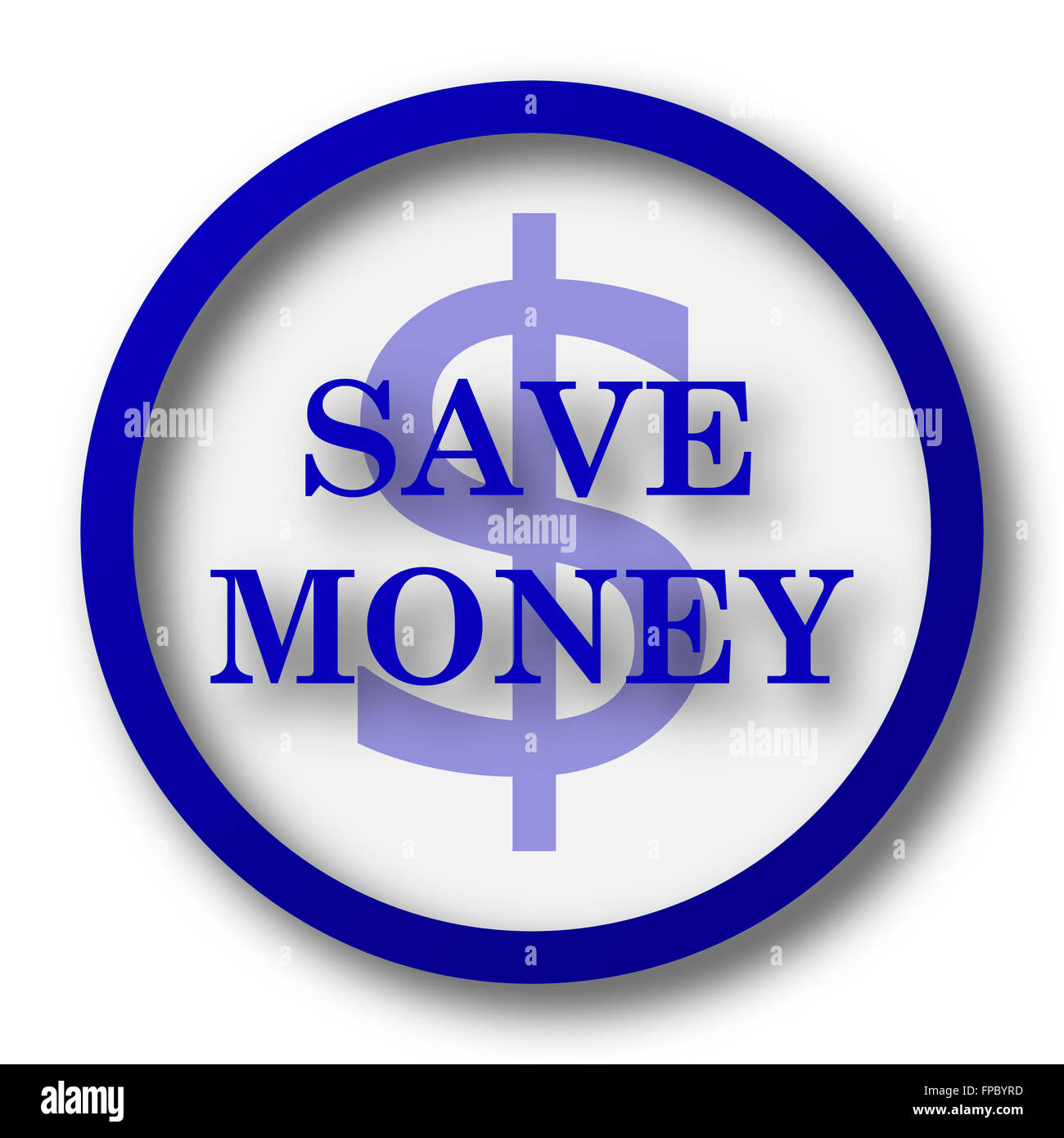 Save money icon. Blue internet button on white background Stock Photo ...