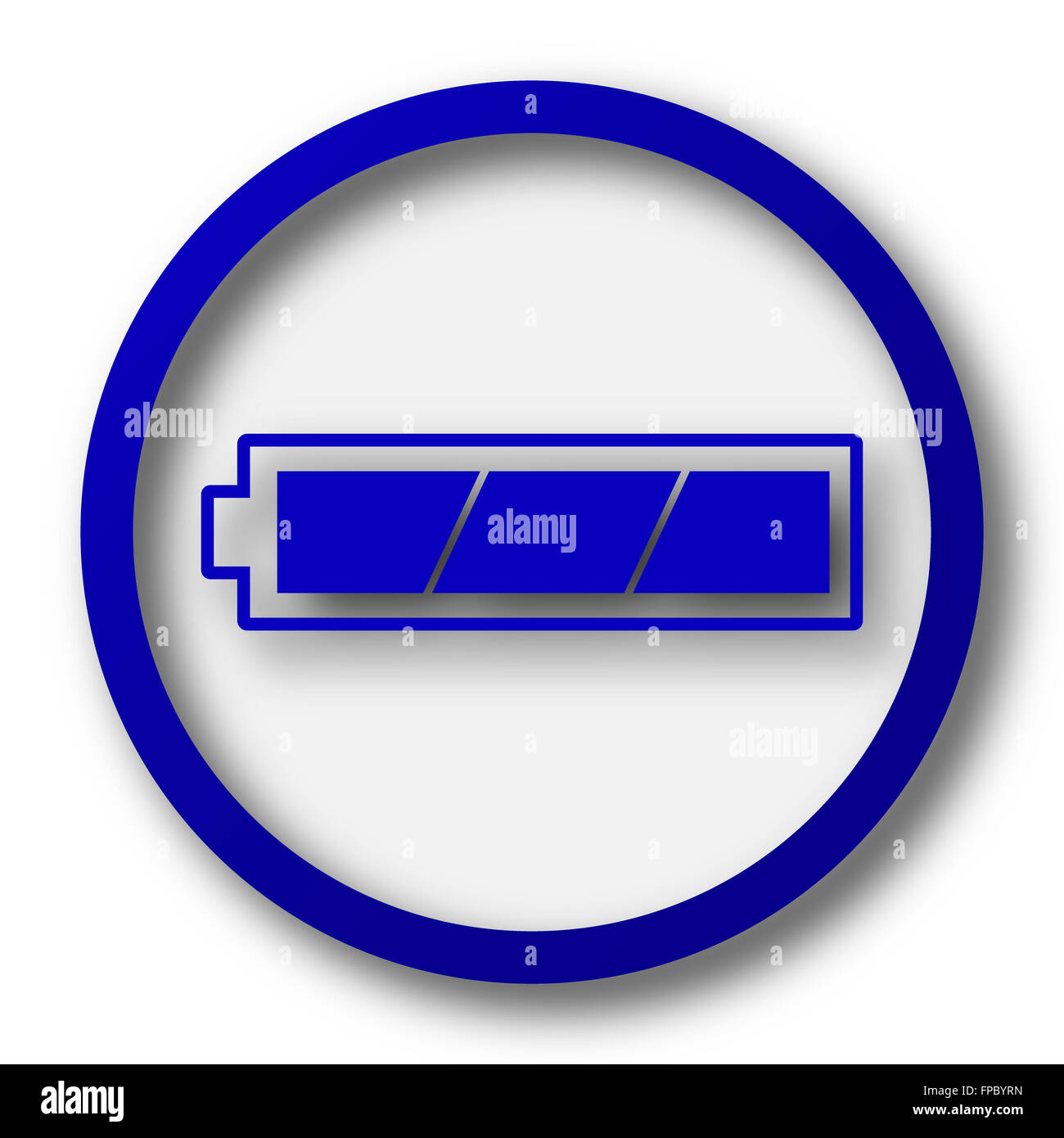 Fully charged battery icon. Blue internet button on white background ...