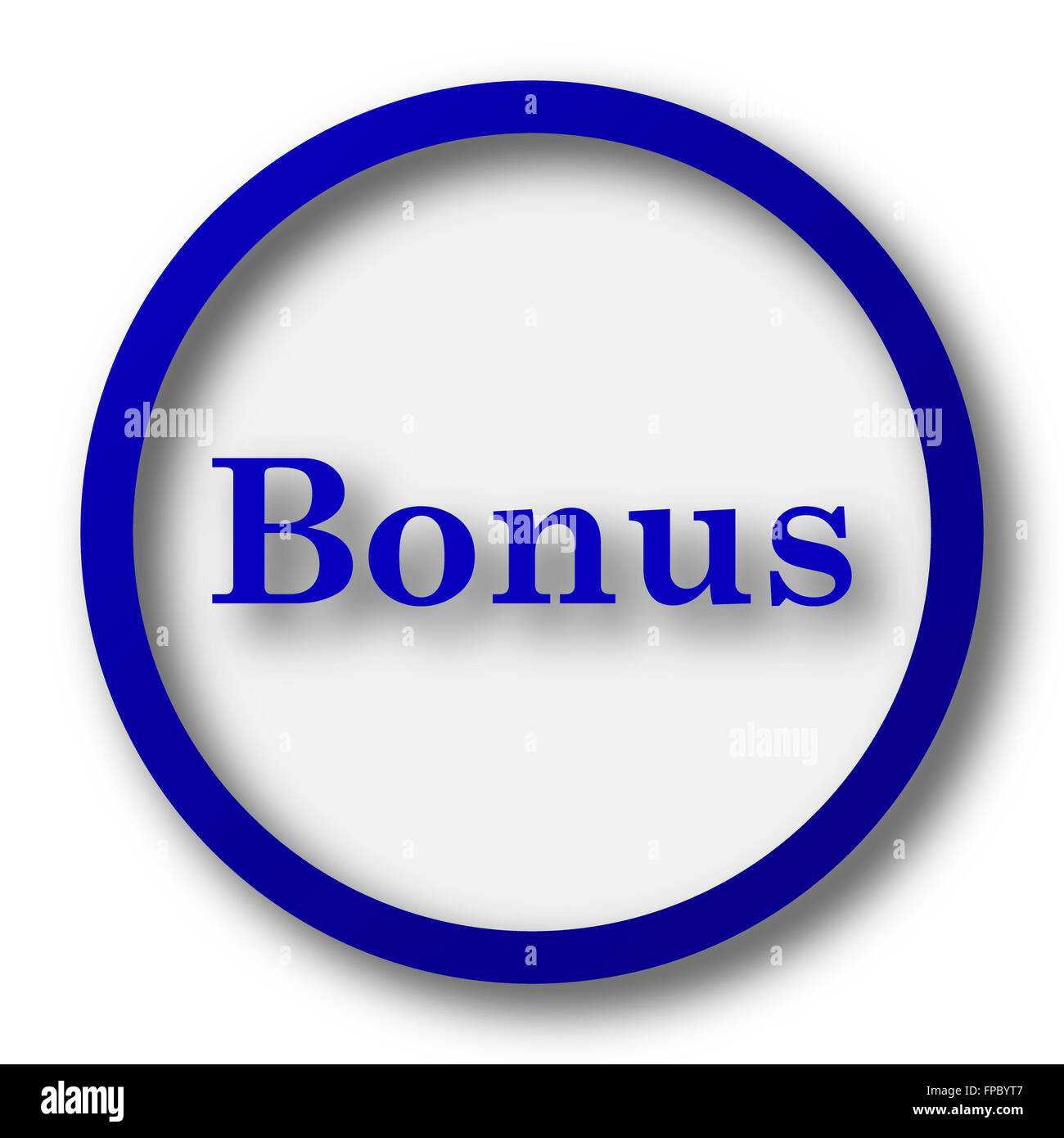 Bonus icon. Blue internet button on white background Stock Photo - Alamy