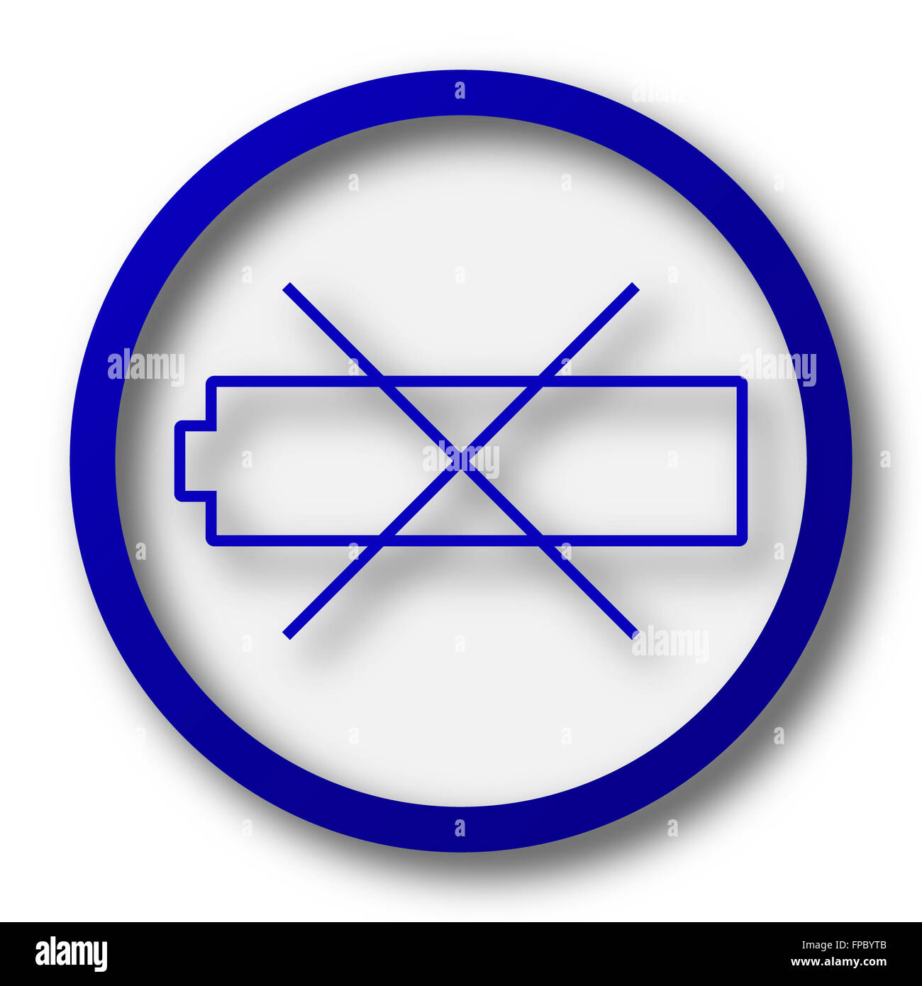 Empty battery icon. Blue internet button on white background Stock ...