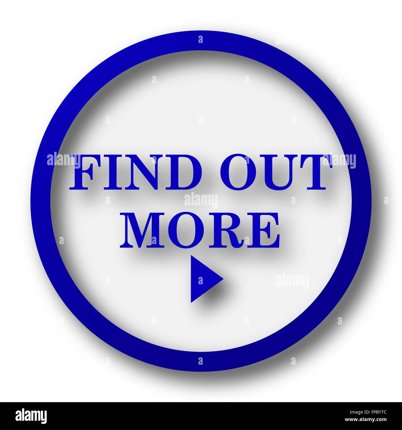 Find out more icon. Blue internet button on white background Stock ...