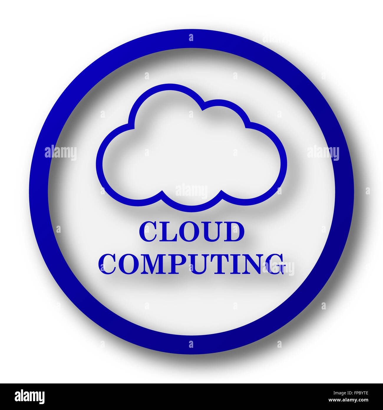 Cloud computing icon. Blue internet button on white background Stock ...
